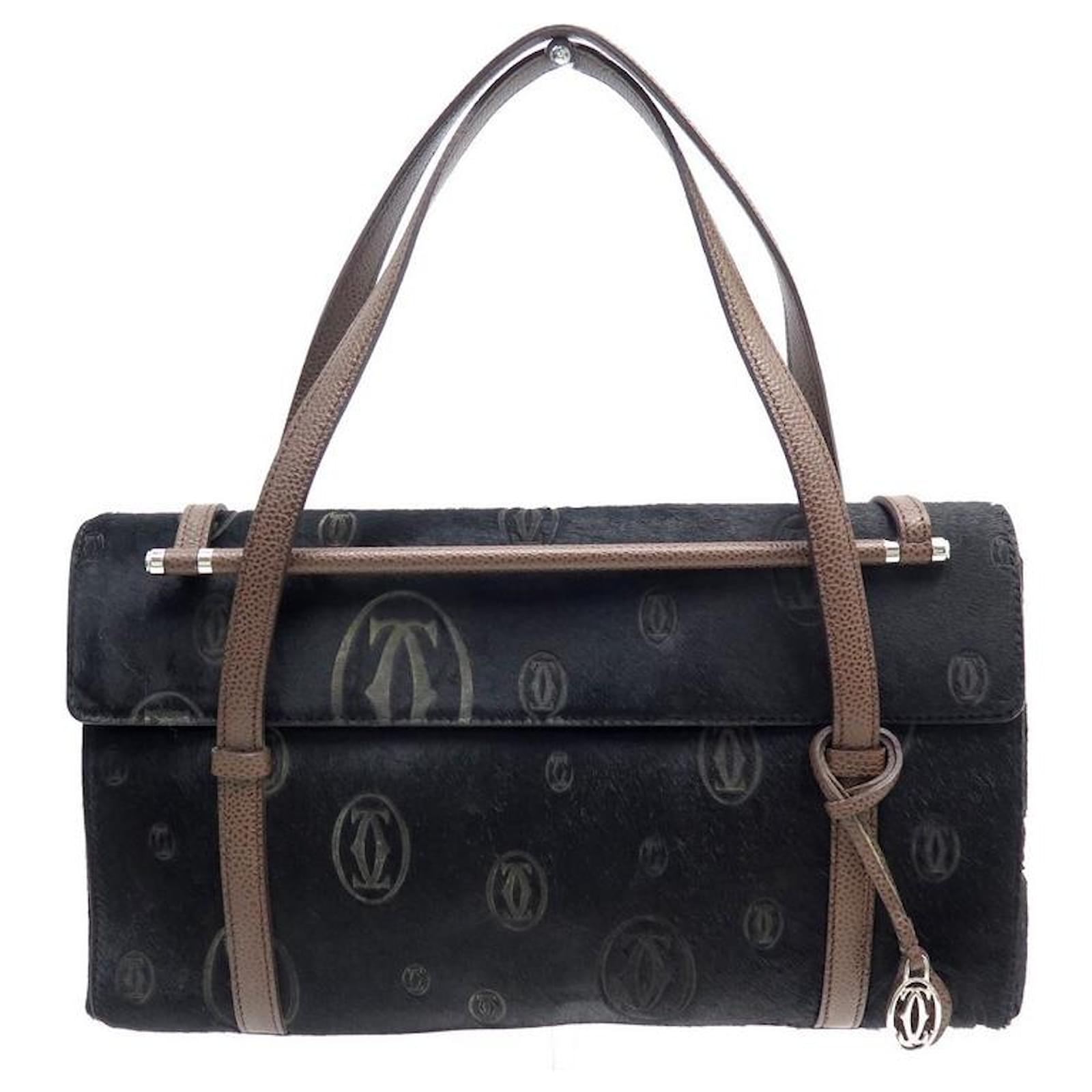 CARTIER MONOGRAM HANDBAG IN BLACK PONY HAIR LEATHER BAG Pony-style ...