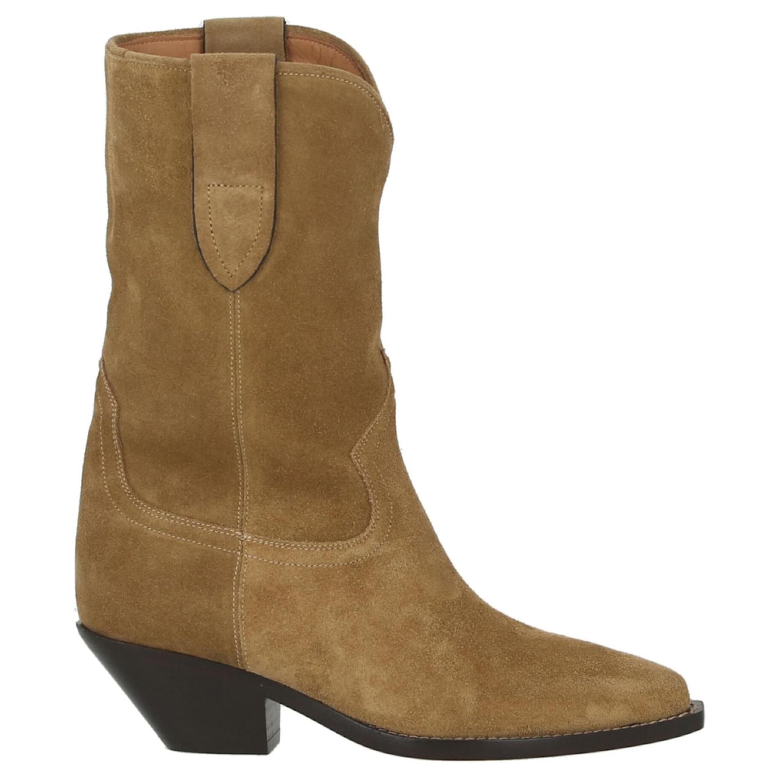 Isabel Marant Leyane Suede Western Boots Brown ref.692979 - Joli Closet