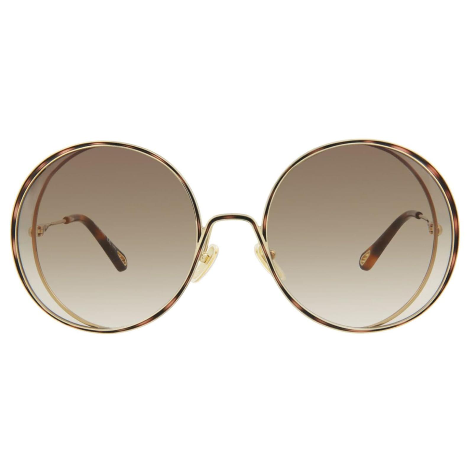 Lunettes de soleil rondes en métal Chloé Doré Métallisé ref.693081 ...