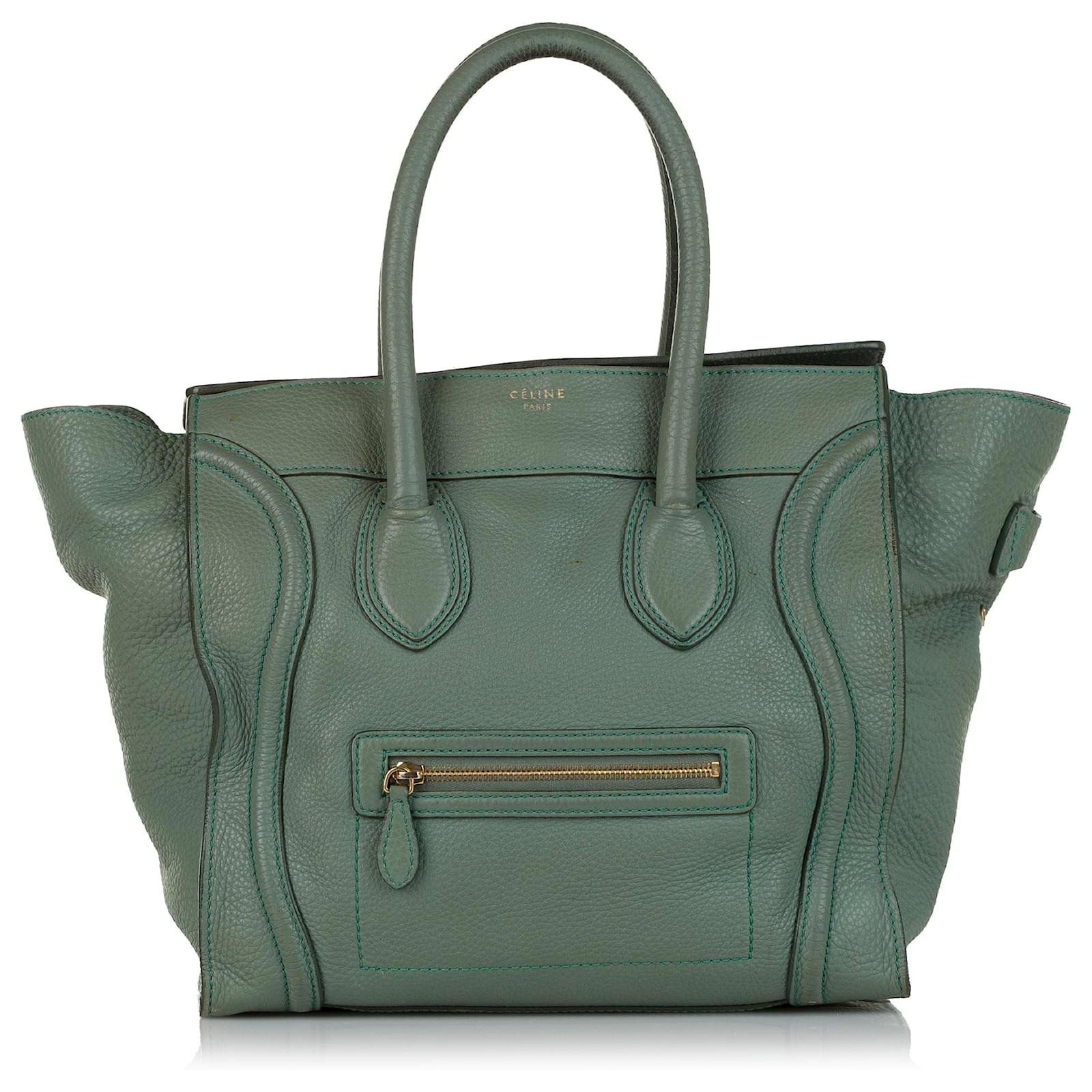 Céline Celine Green Mini Luggage Tote Leather Pony-style calfskin ref ...