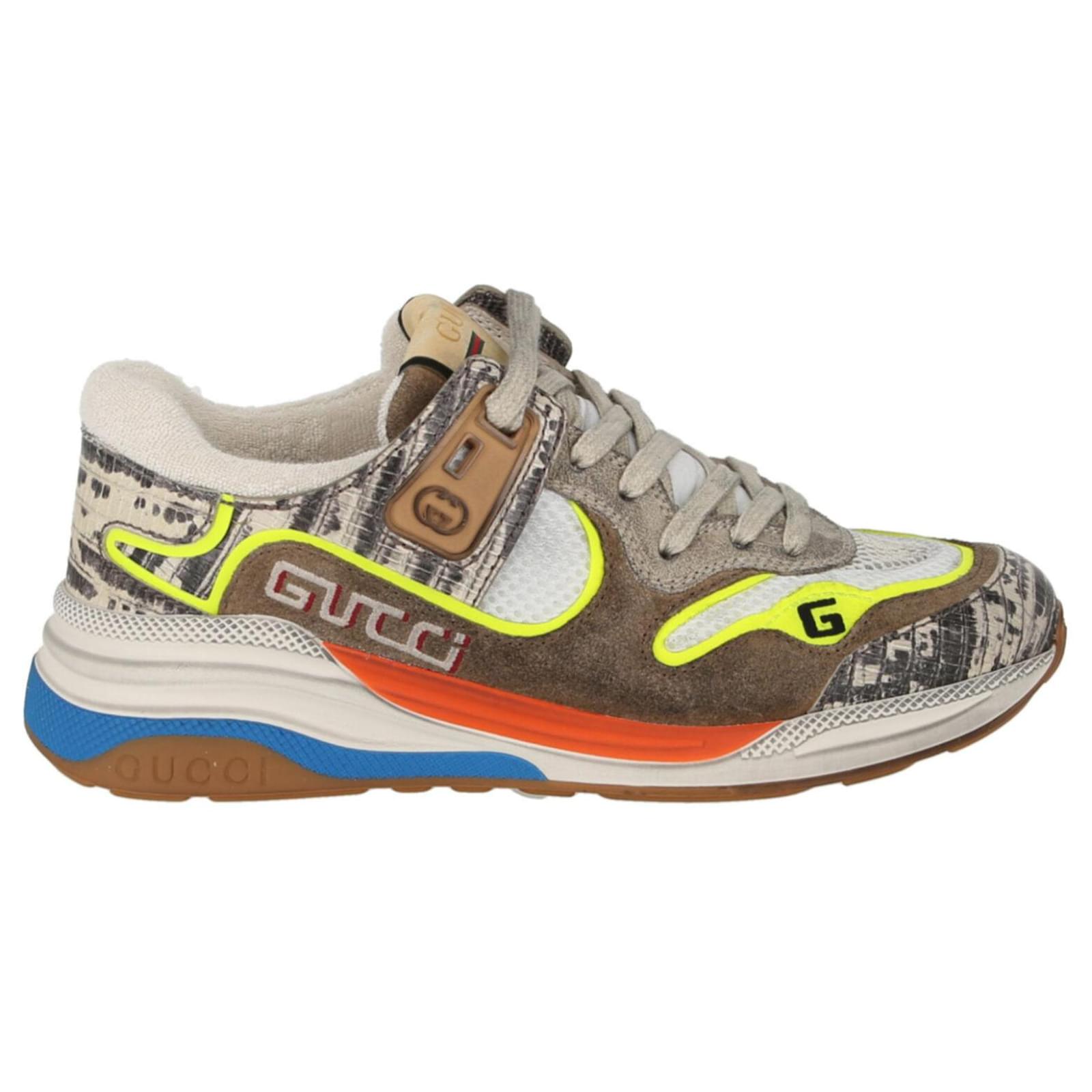 Baskets en cuir et daim Gucci Ultrapace Multicolore ref.694543 - Joli ...
