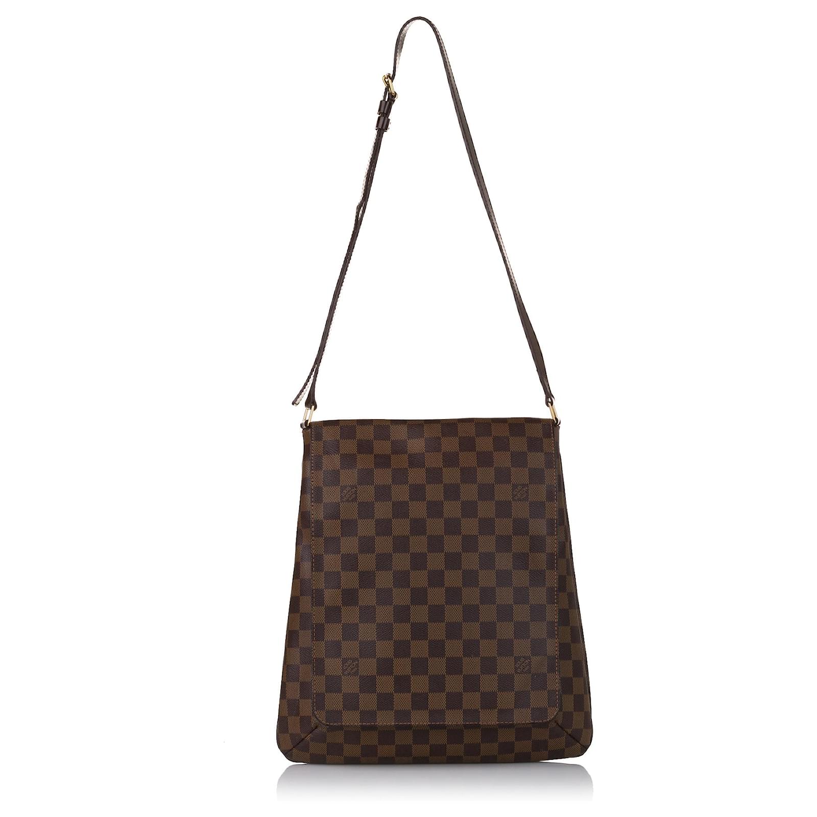 Louis Vuitton Brown Damier Ebene GM Musette Salsa Short Strap Leather ...
