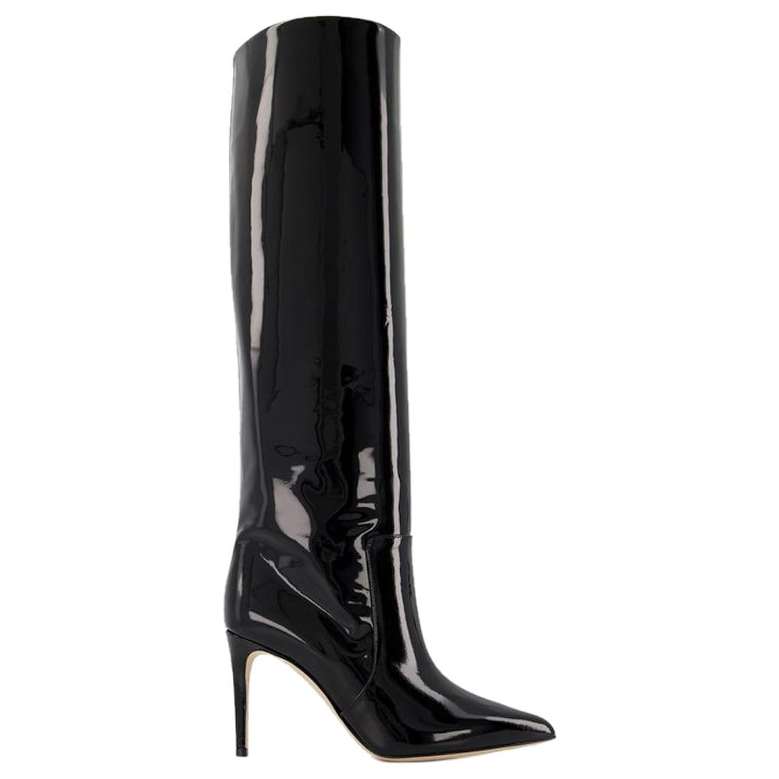 Paris Texas Bottes à talons aiguilles 85 en cuir verni noir ref.696633 ...