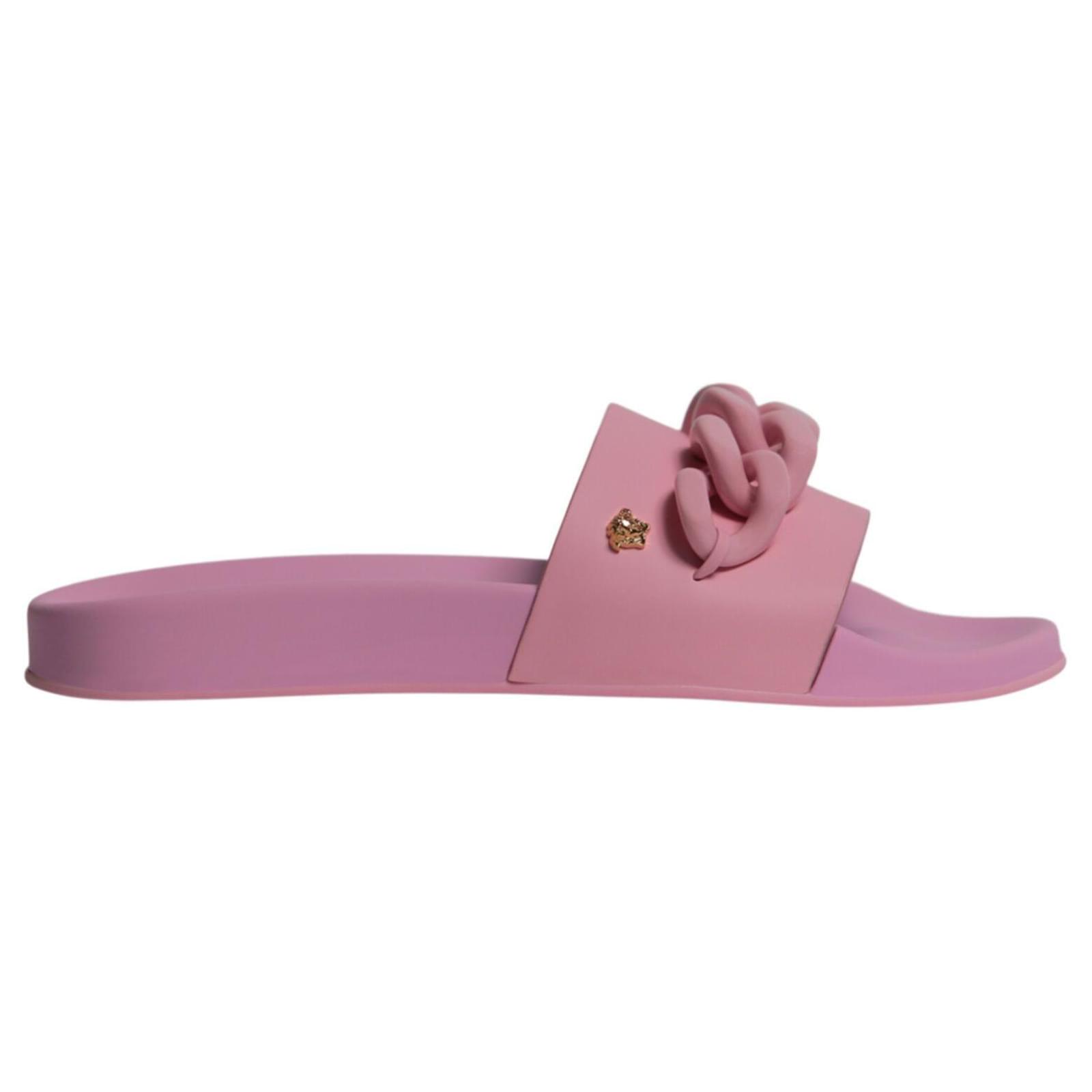 Versace Medusa Chain Pool Slides Pink ref.698045 - Joli Closet