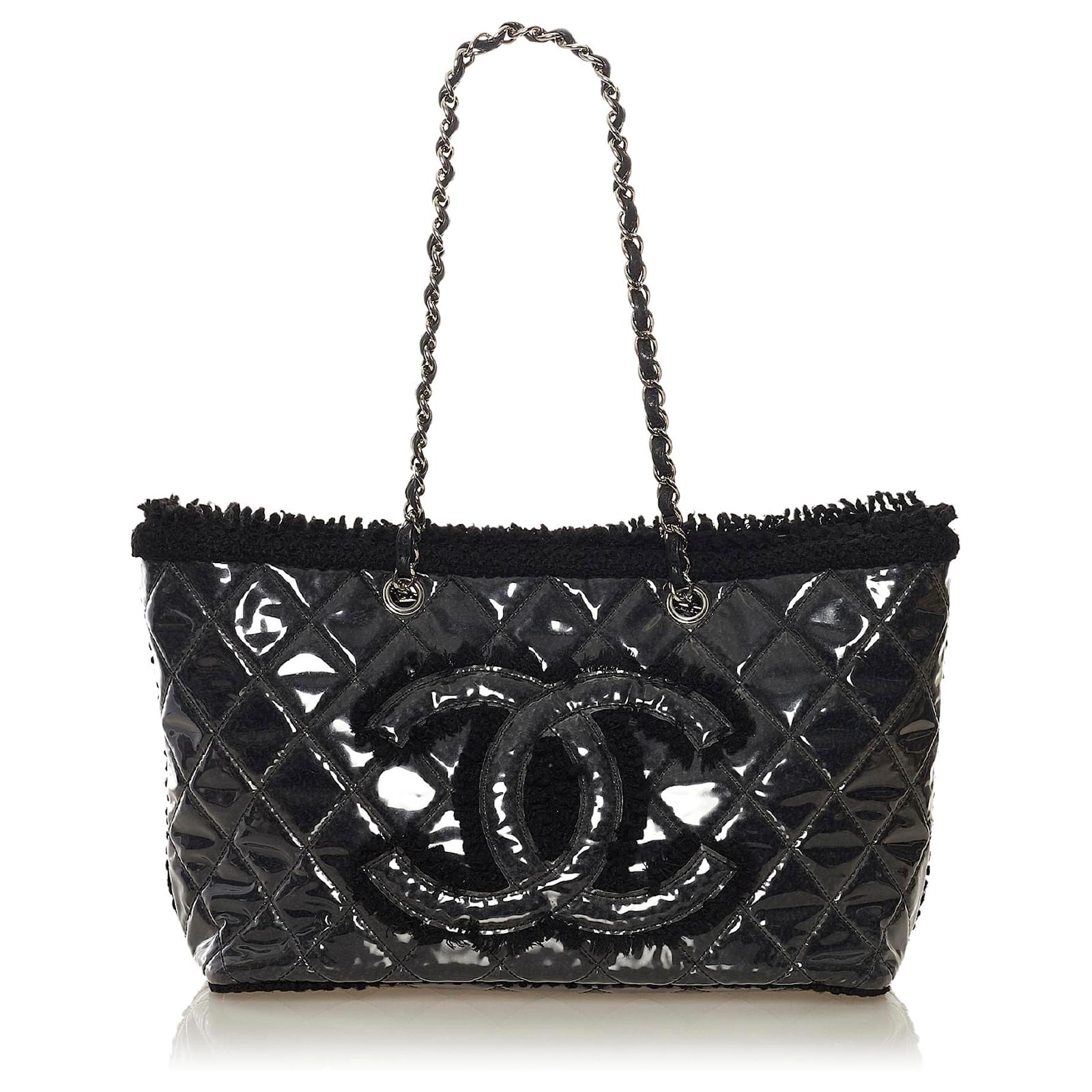 Chanel Black Funny Tweed PVC Tote Bag Plastic ref.699008 - Joli Closet