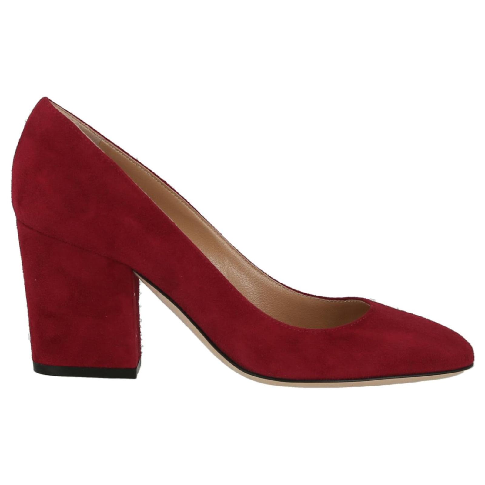 Sergio Rossi Almond-Shaped Suede Pumps Red ref.700744 - Joli Closet
