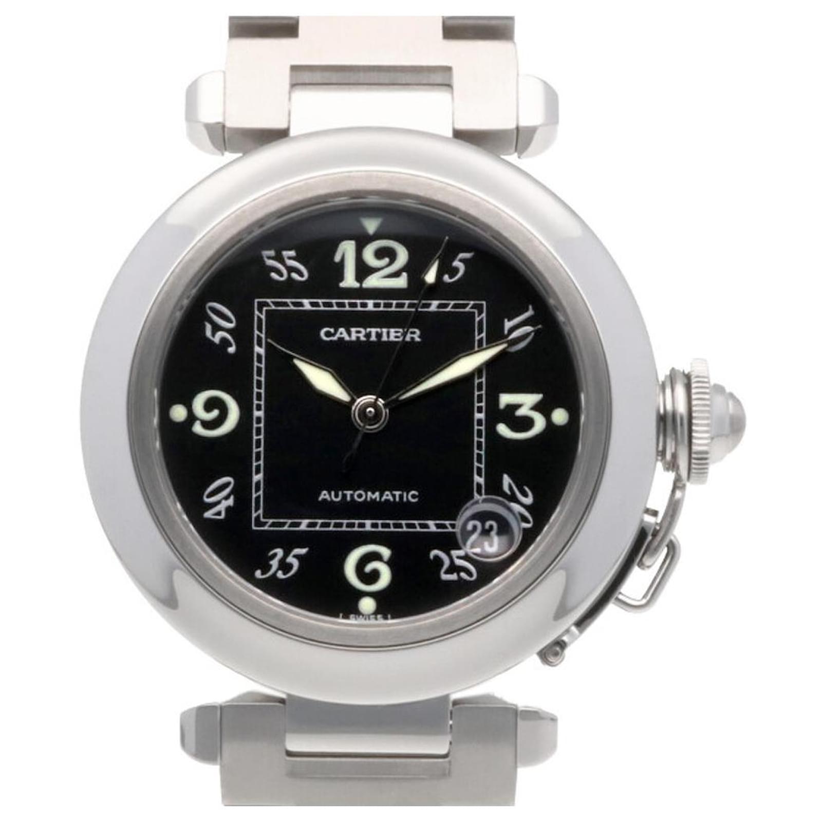 *CARTIER Pasha C Watch SS Black Silvery Steel ref.701340 - Joli Closet