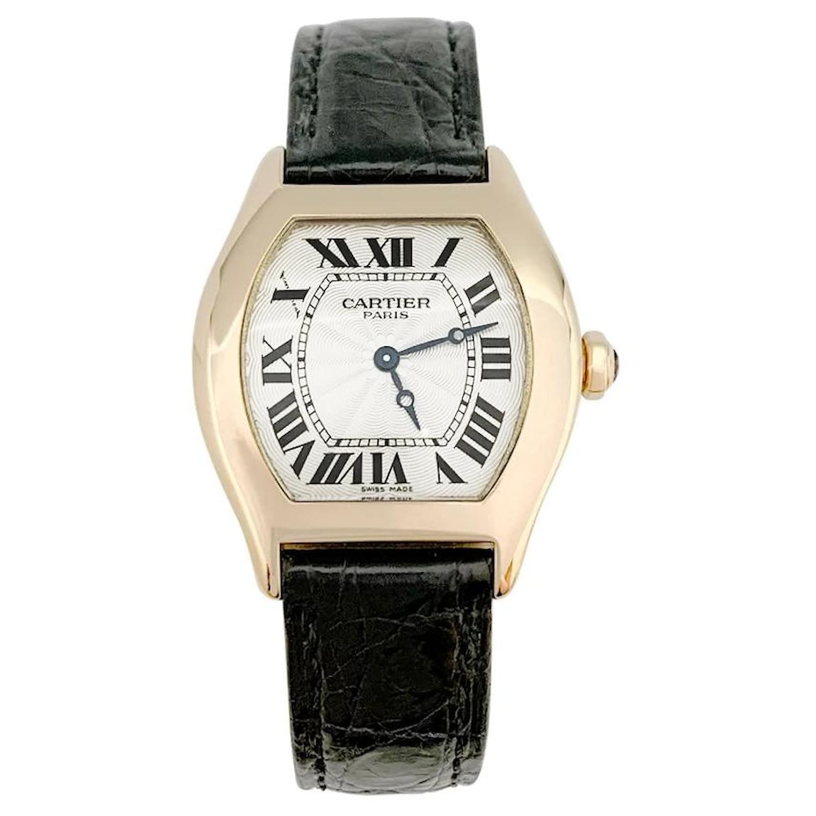 Cartier watch, "Tortoise", Rose gold. Leather Yellow gold ref.701554 ...