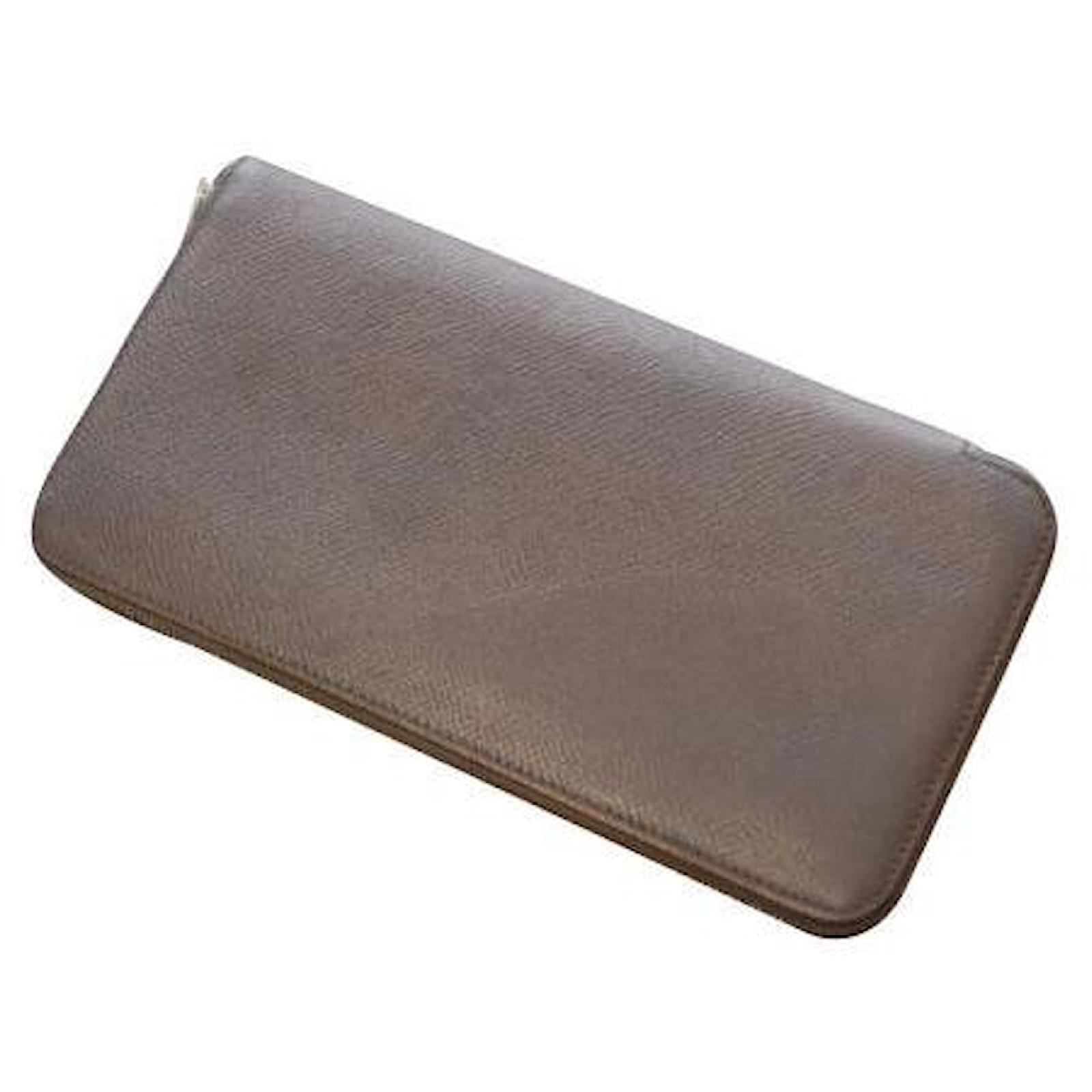 Hermès Authentic Hermes Azap Silk In Epsom Leather Wallet Brown ref ...