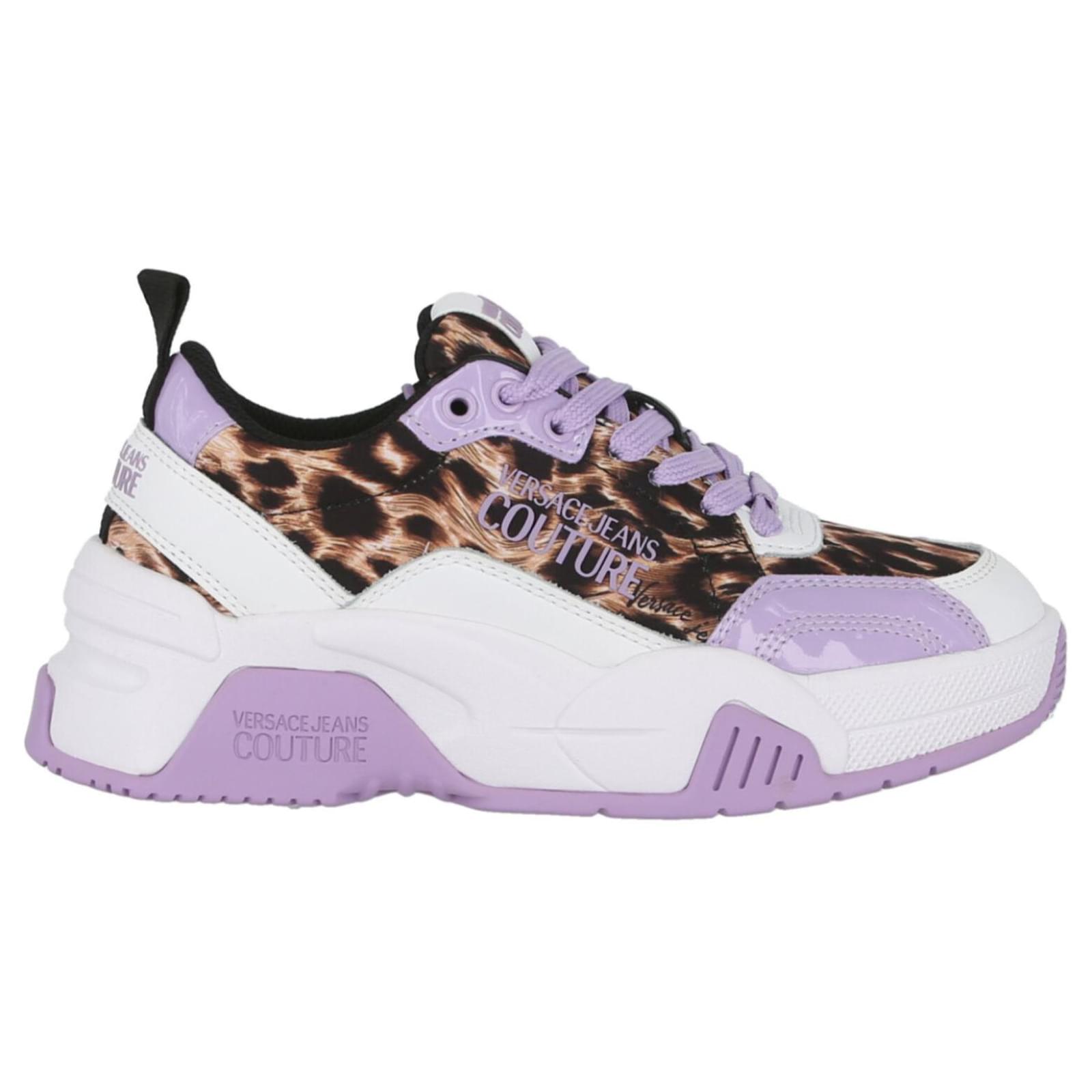 Versace Jeans Couture Leopard Print Logo Sneakers Black ref.702390 ...