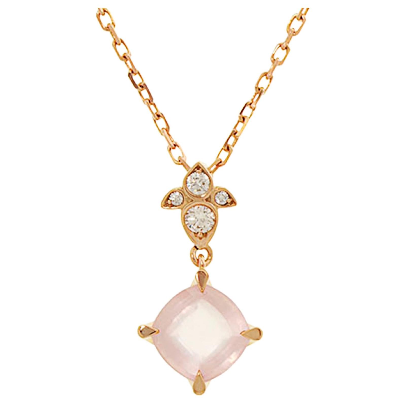 Collier Cartier Diamant Quartz Rose Or Doré ref.703707 - Joli Closet
