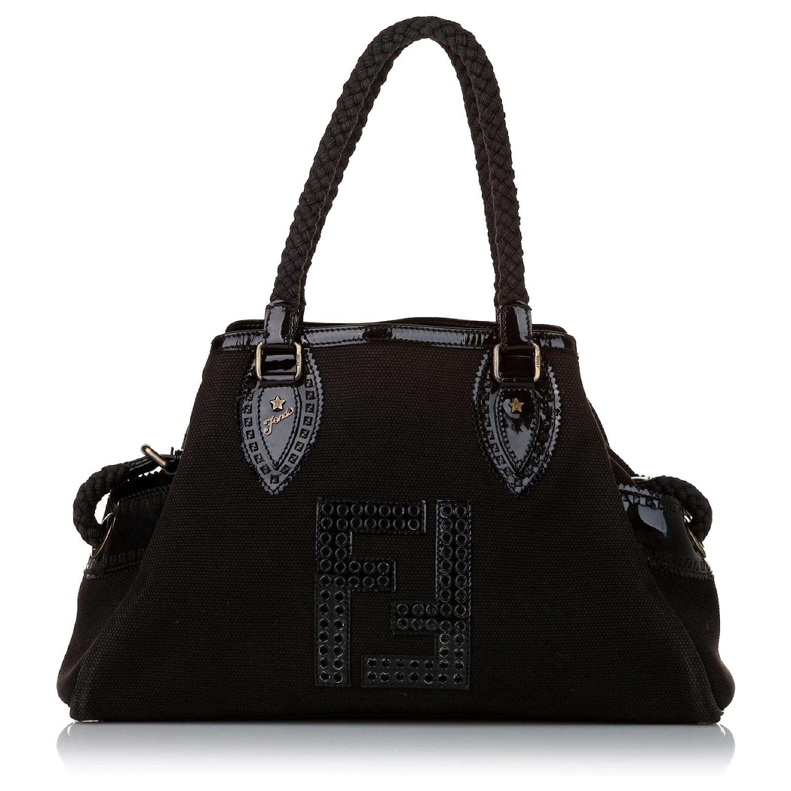 Fendi Etniko Sac cabas en toile Noir ref.703921 - Joli Closet