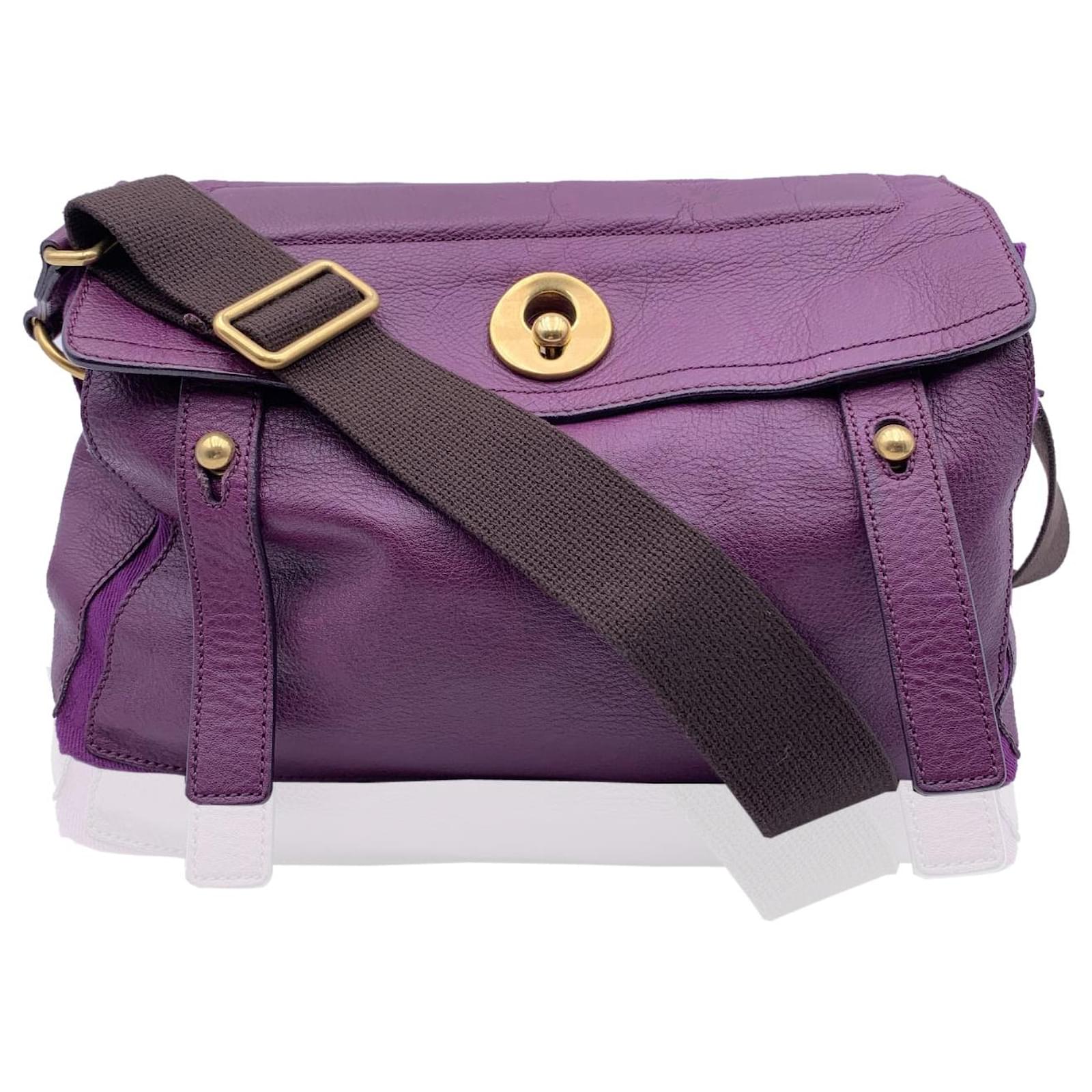 Yves Saint Laurent Purple Leather Canvas Muse 2 Two Messenger Bag ref ...