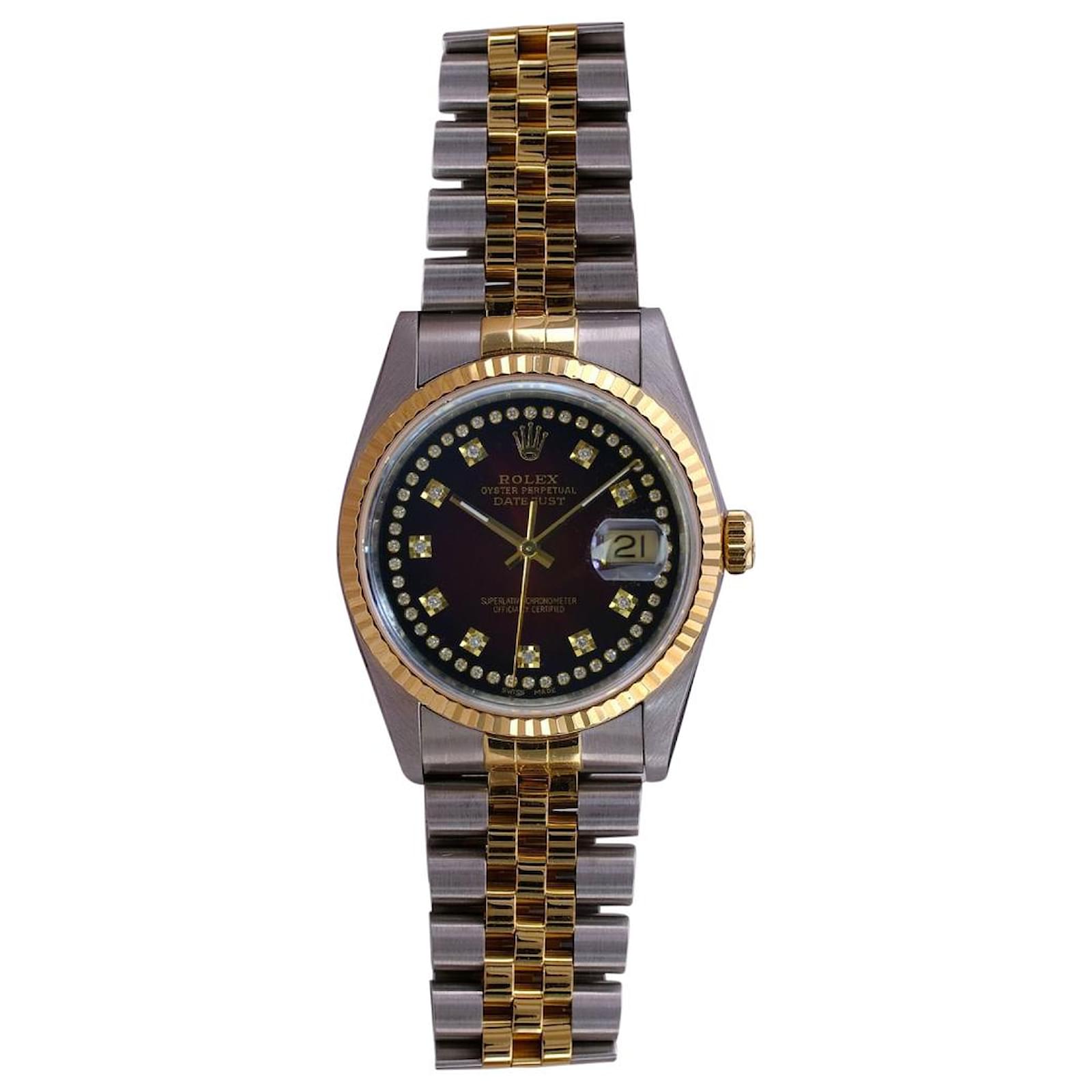 Rolex Hombre Datejust 2 Tono de esfera de diamante rojo. 18k Bisel ...