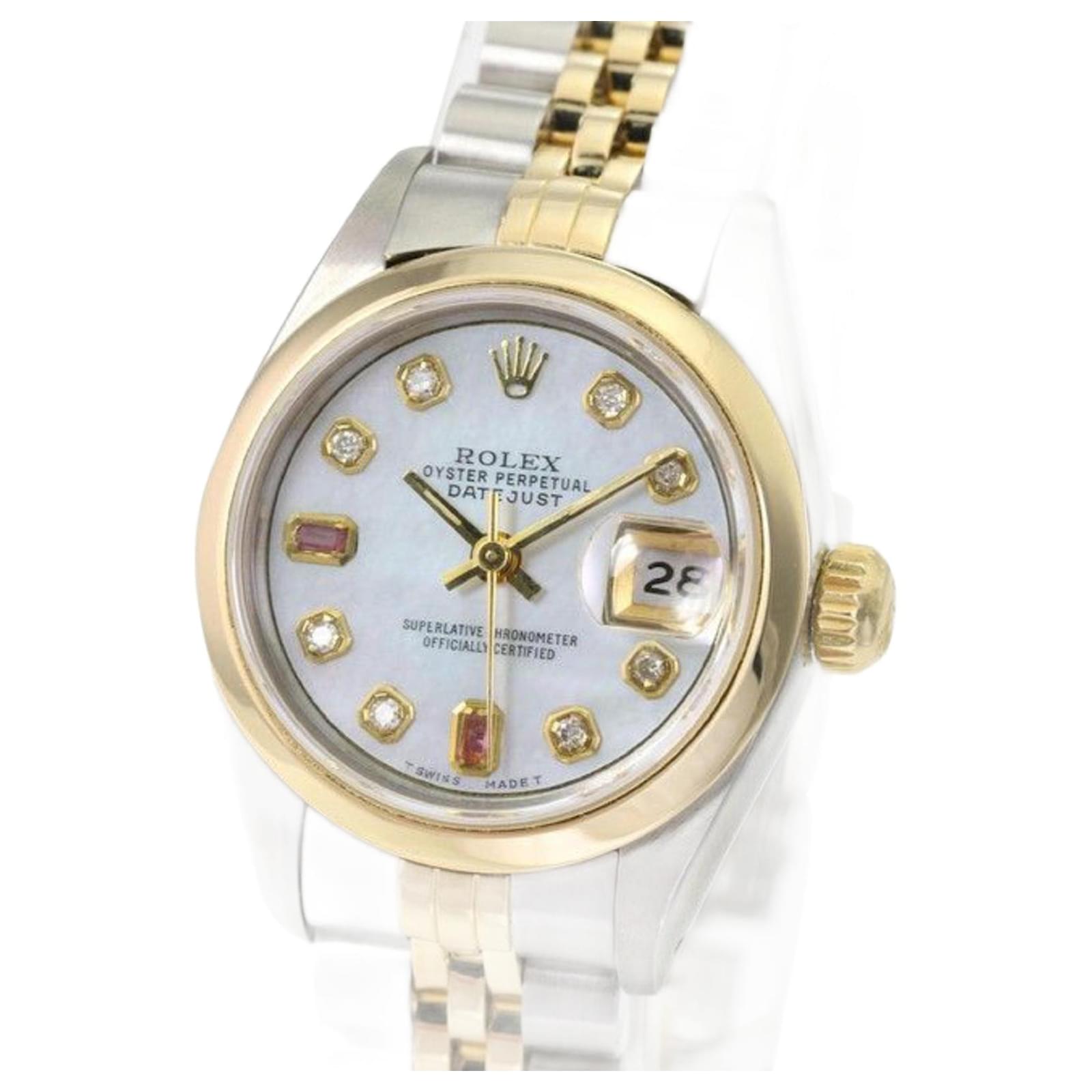 Rolex White Mop Lady Datejust Diamond Ruby Dial Smooth Bezel 26mm ...