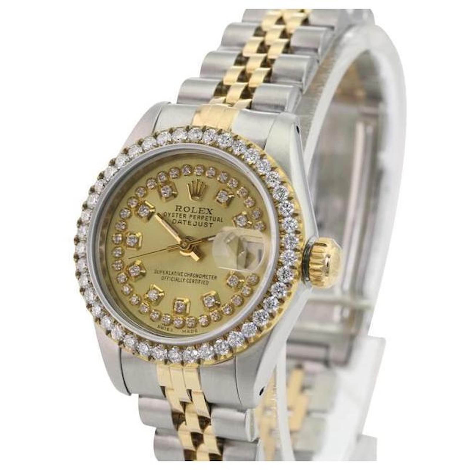 Rolex Champagne Lady Datejust Diamond Dial Diamond Bezel 26mm Quickset ...