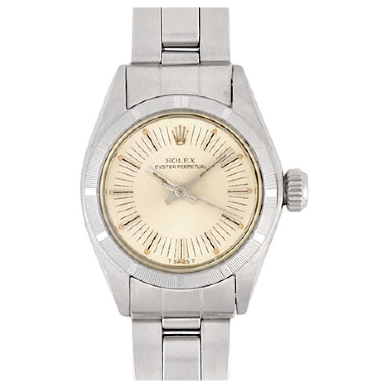 *ROLEX Oyster Perpetual Engine Turned Bezel 6723 SS No.39 Women's Watch ...