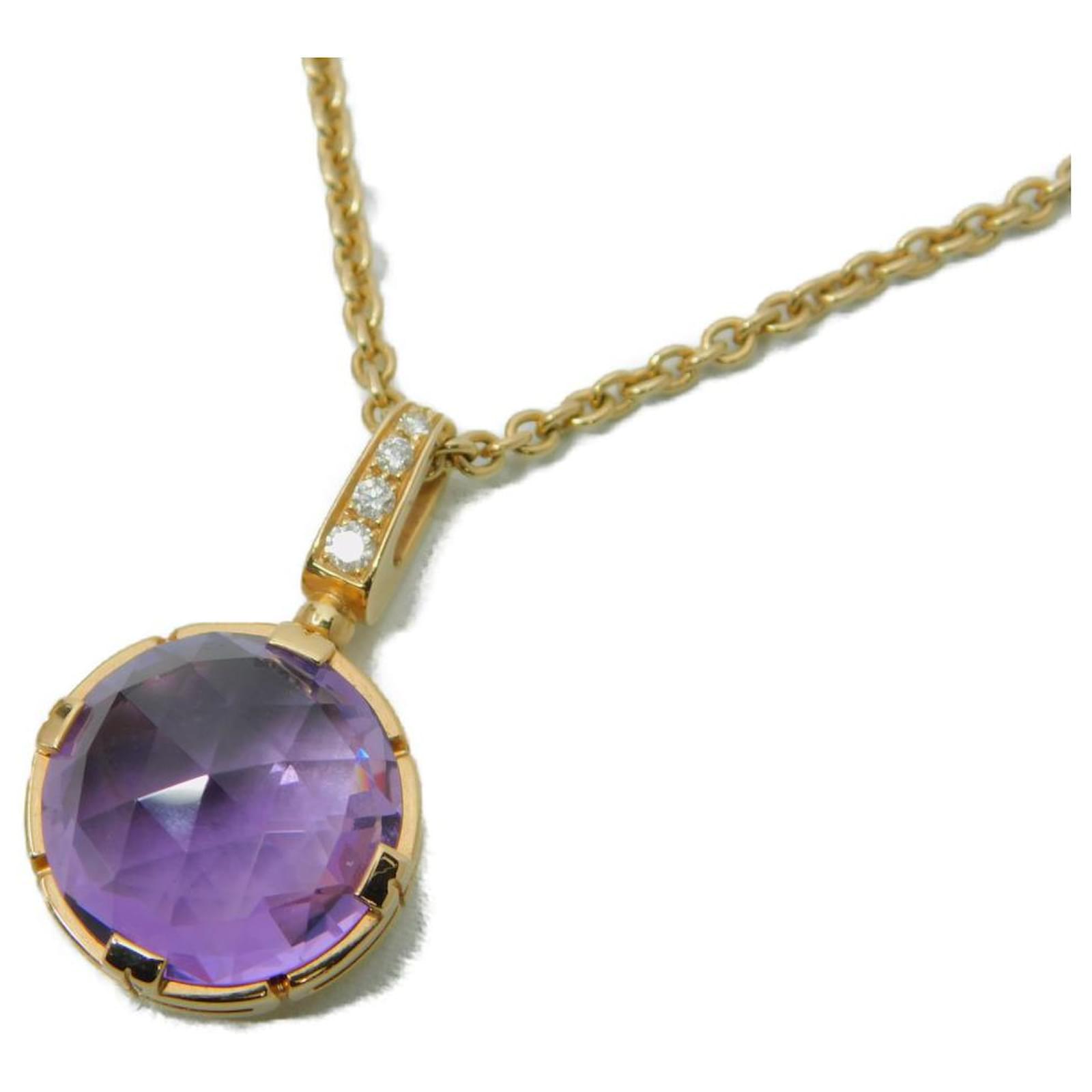 Bulgari *BVLGARI Bvlgari Palentesi Cocktail Necklace Amethyst K18PG ...