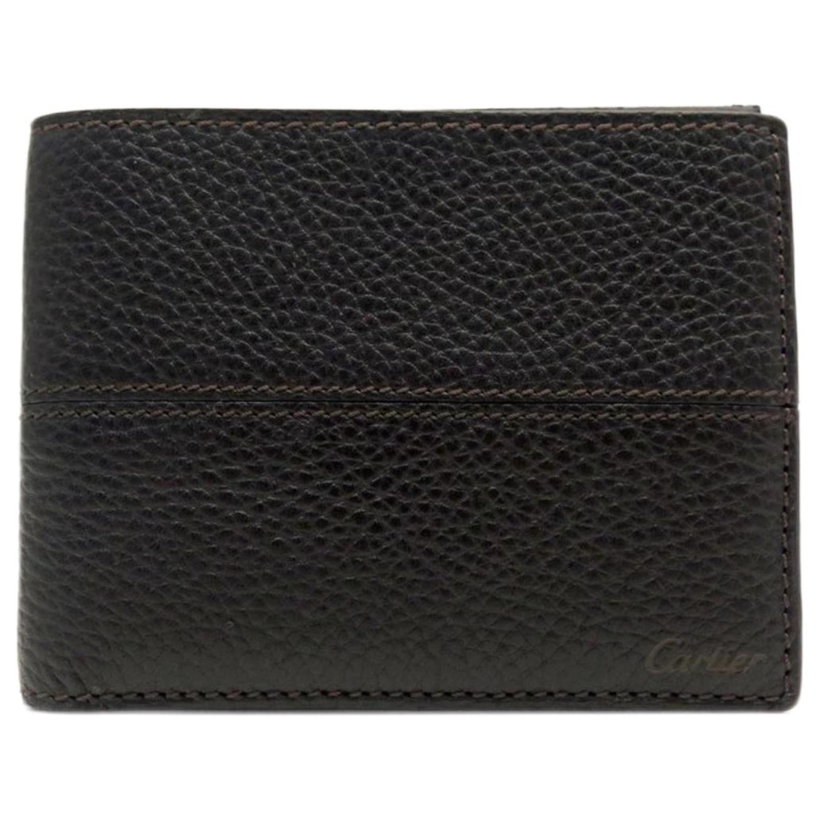 NEW CARTIER L WALLET3001263 SELLIER BROWN GRAINED LEATHER WALLET BOX ...