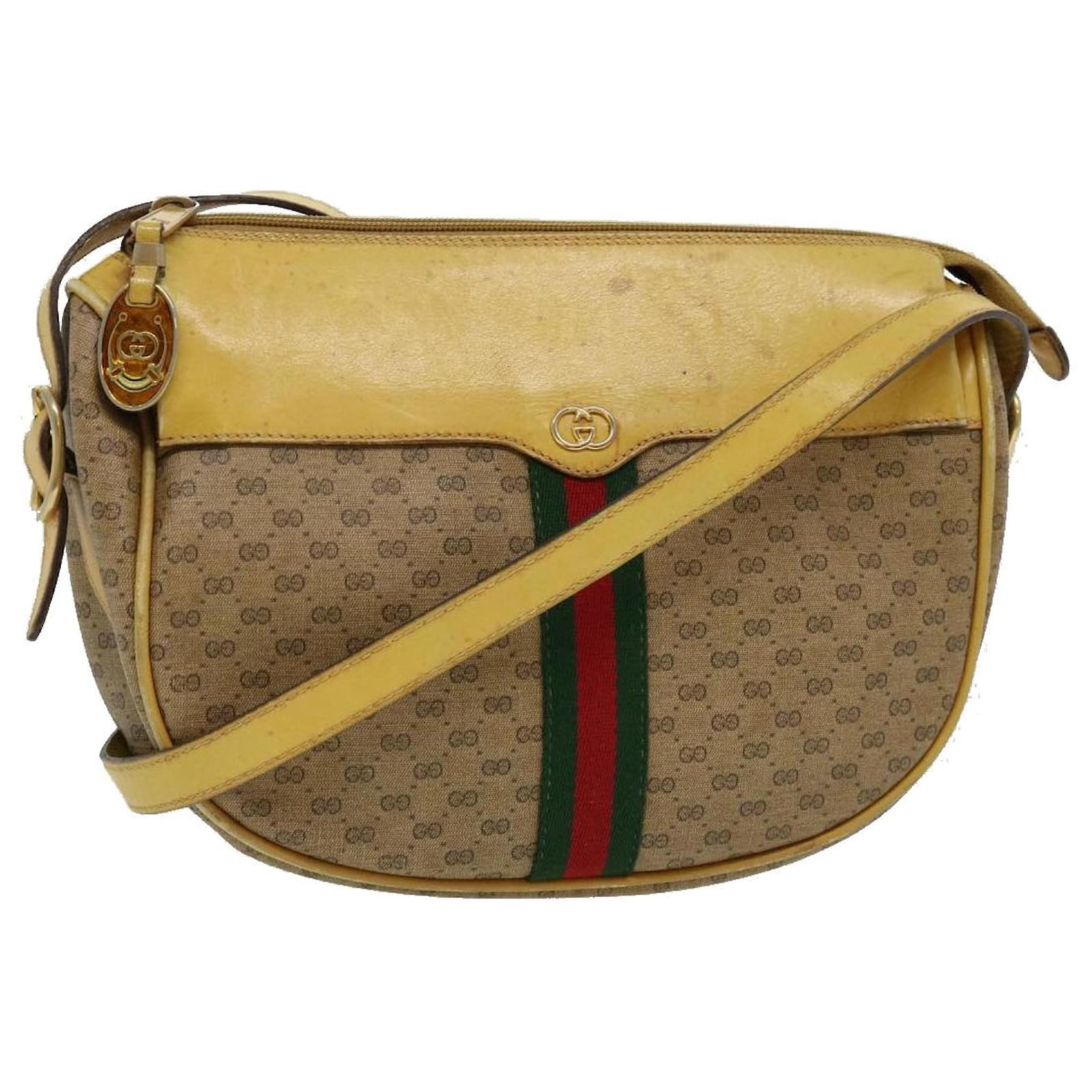 GUCCI Micro GG Canvas Web Sherry Line Shoulder Bag Beige Red Green Auth ...