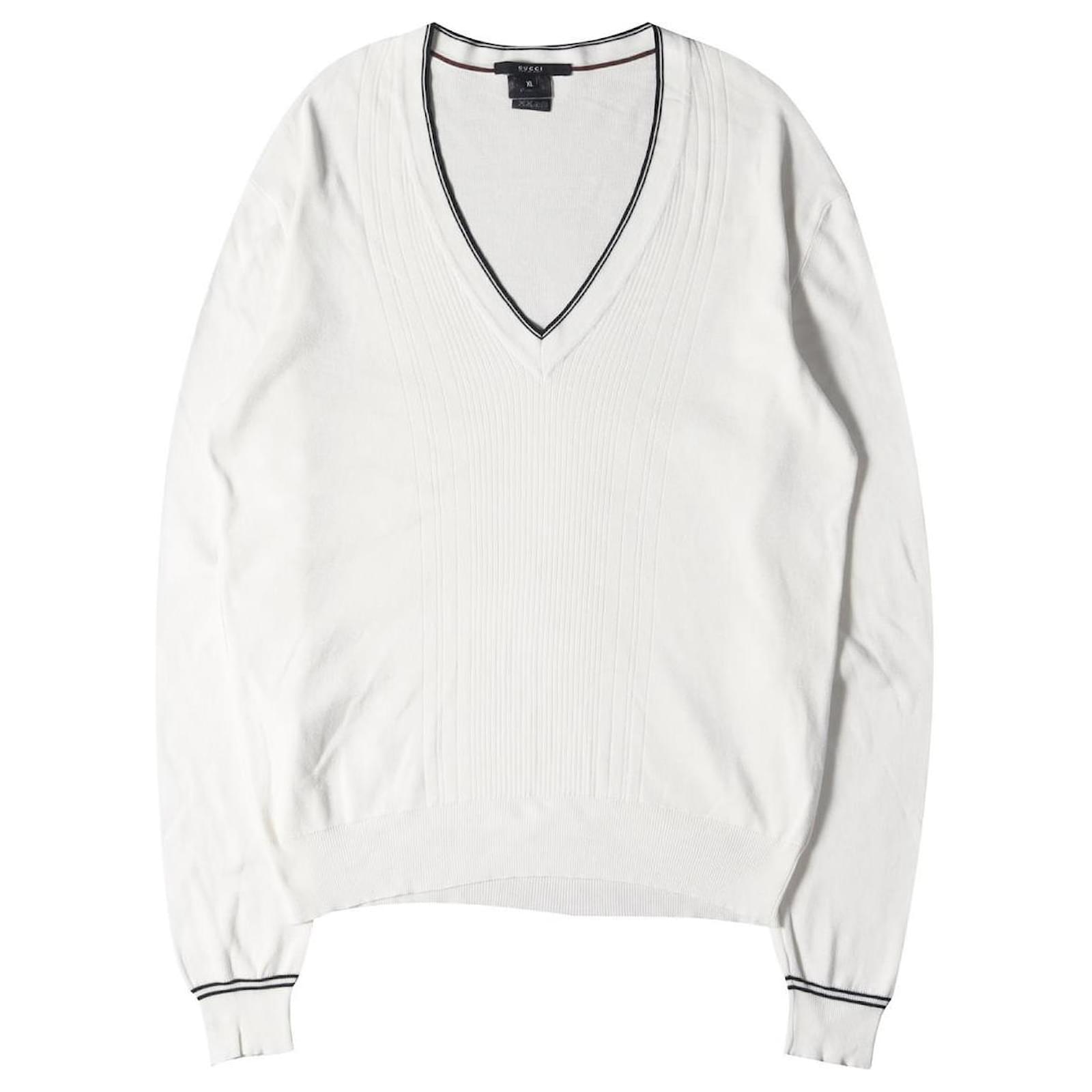 Col en V en maille Gucci Coton Blanc ref.709309 - Joli Closet