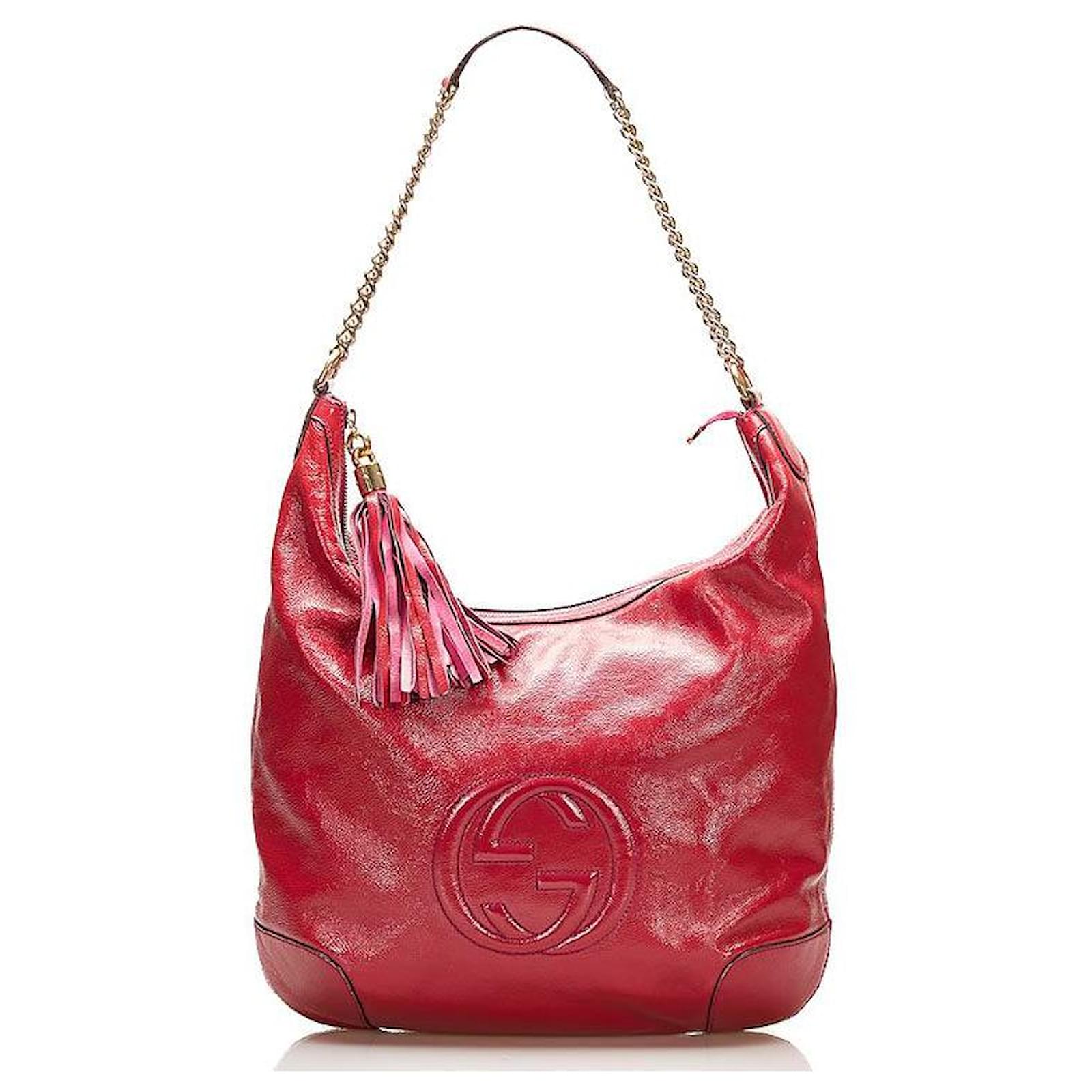 gucci Patent Soho Chain Hobo Bag rouge Cuir Cuir vernis ref.712911 ...