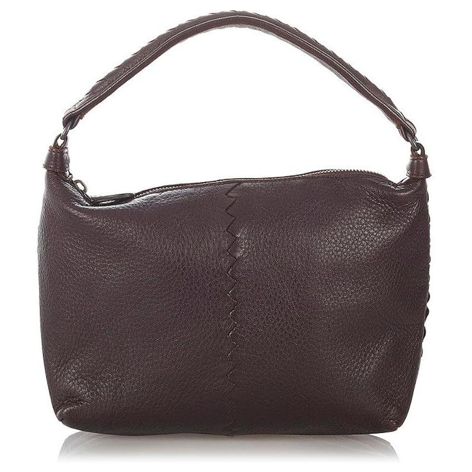 bottega veneta Cervo Leather Hobo Bag red | maroon Brown Pony-style ...