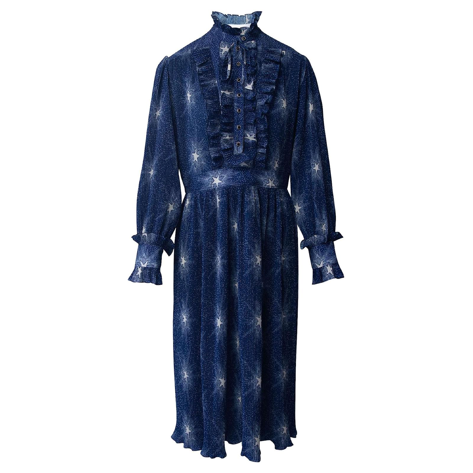 Paco Rabanne Robe mi-longue à manches longues et imprimé étoiles en ...