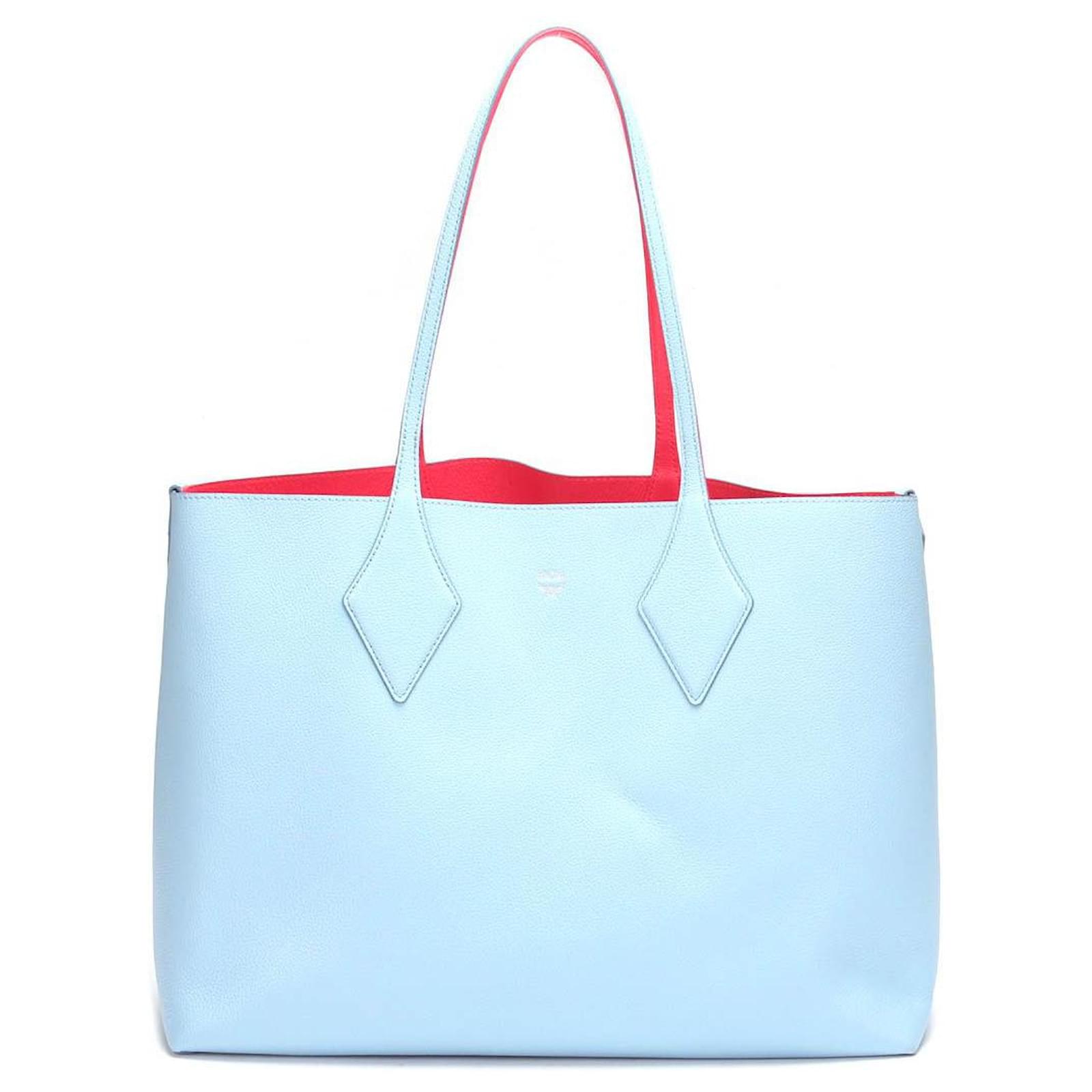 mcm Large Leather Tote with Pouch blue Pony-style calfskin ref.713001 ...