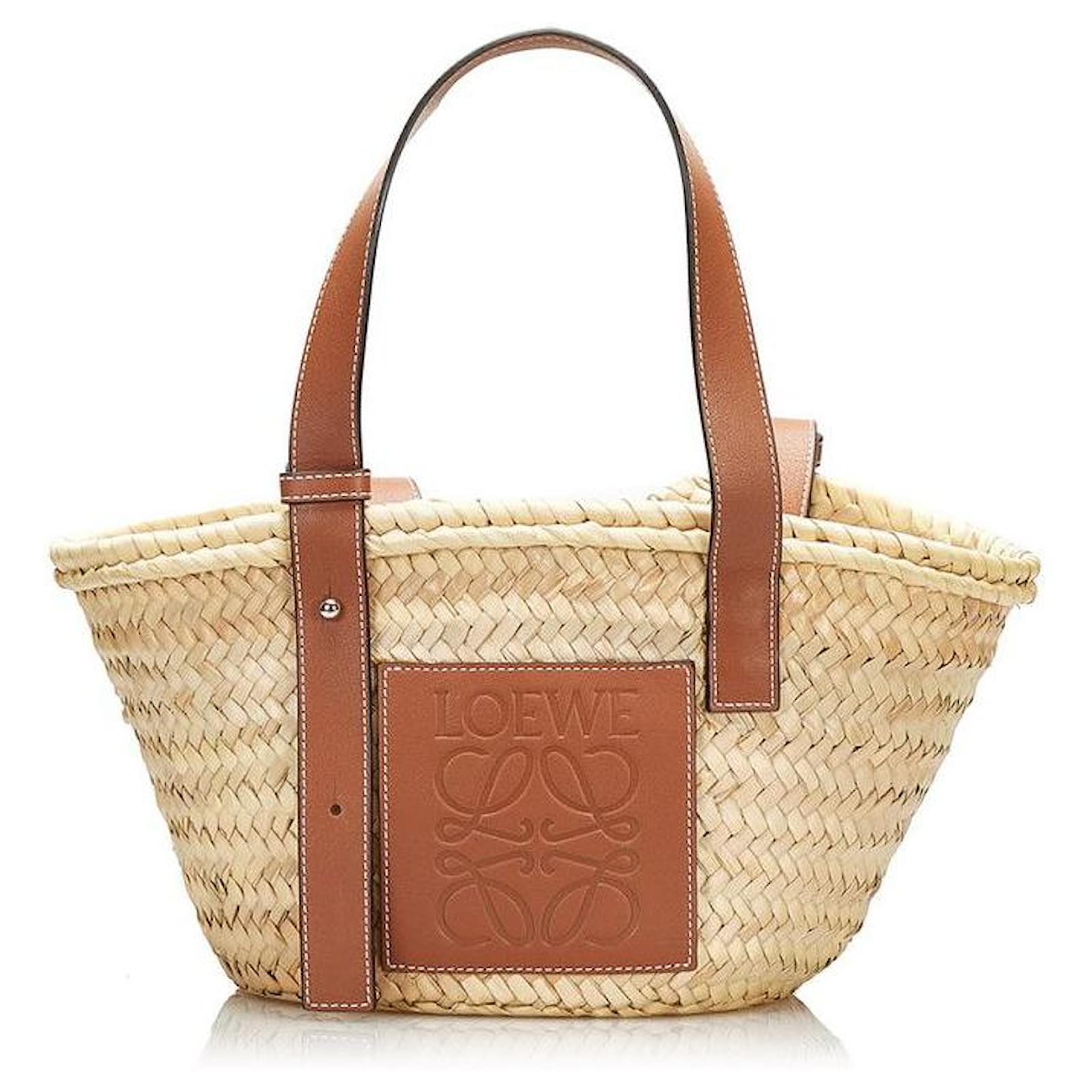 loewe Raphia Basket Tote Bag marron ref.713150 - Joli Closet