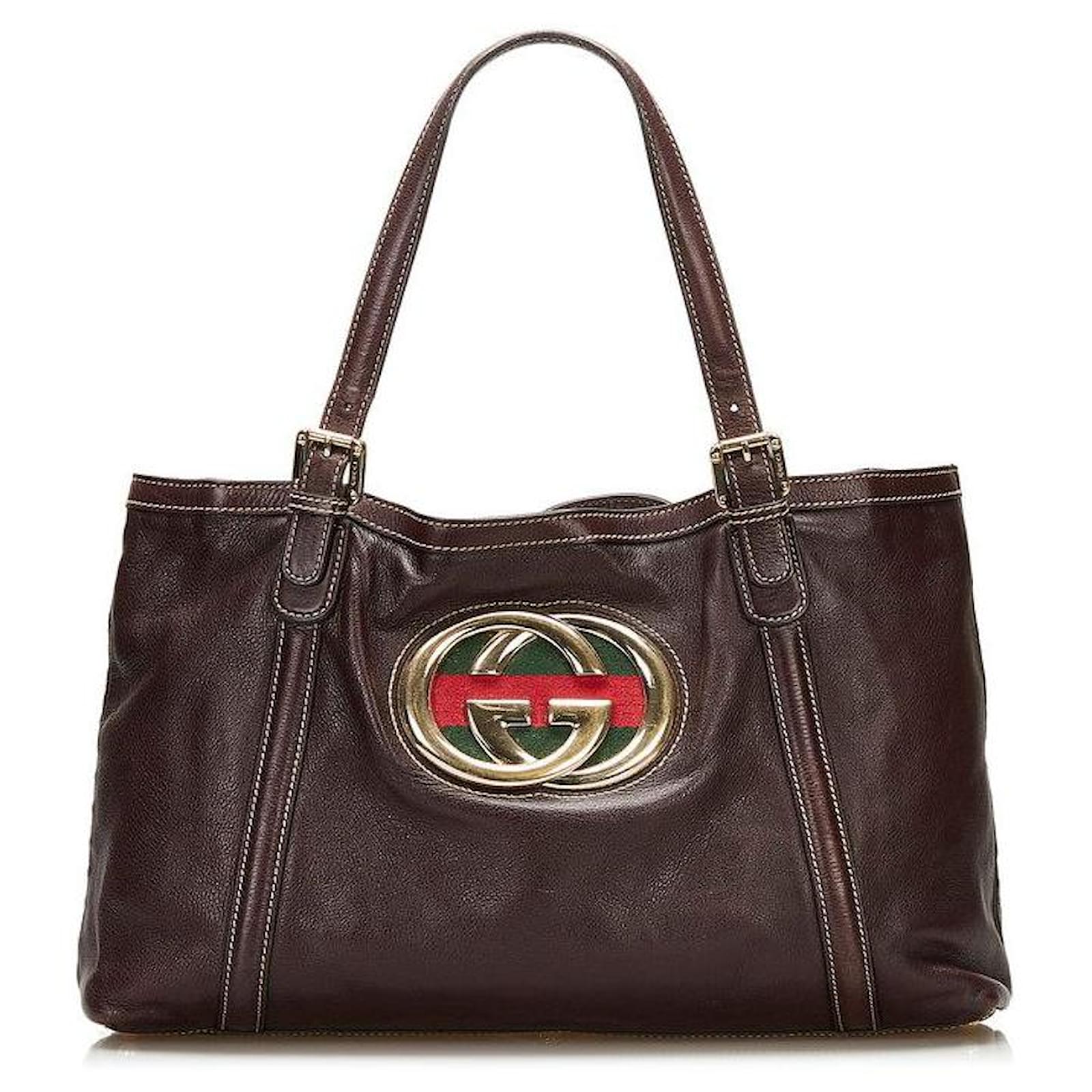 gucci Interlocking GG Britt Shoulder Bag brown Leather Pony-style ...