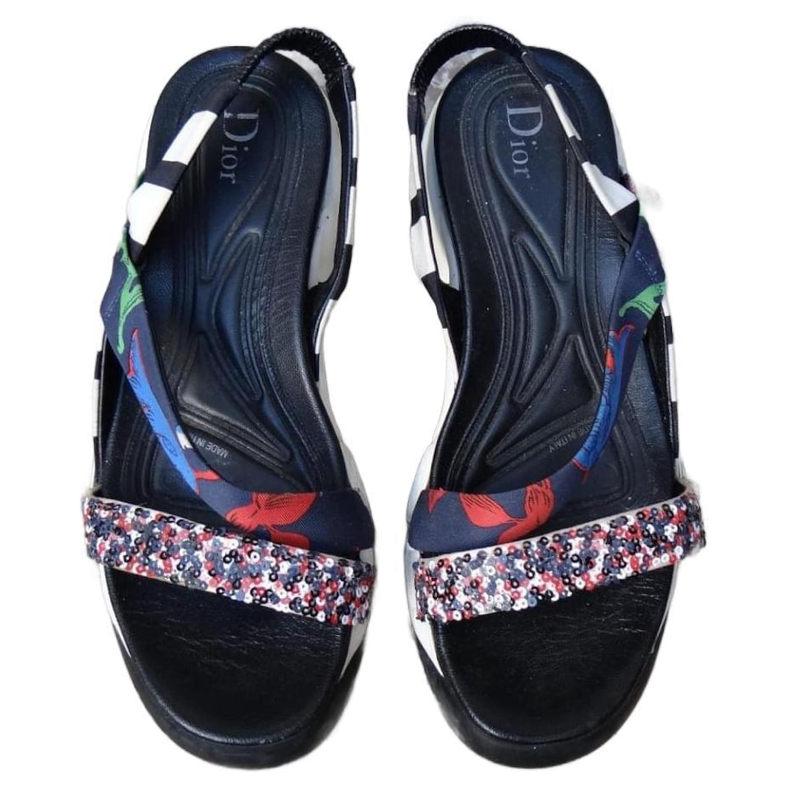 Dior Sandals Multiple colors Leather Cloth ref.713809 - Joli Closet