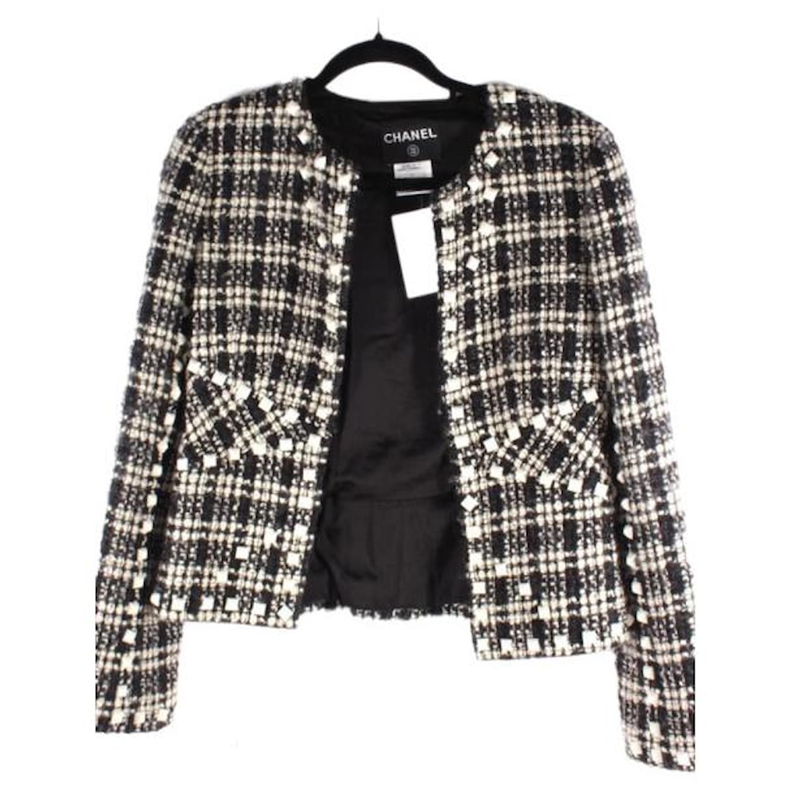 Rare Chanel 03a, 2003 Fall Runway Pyramid Studded Black and White Tweed ...