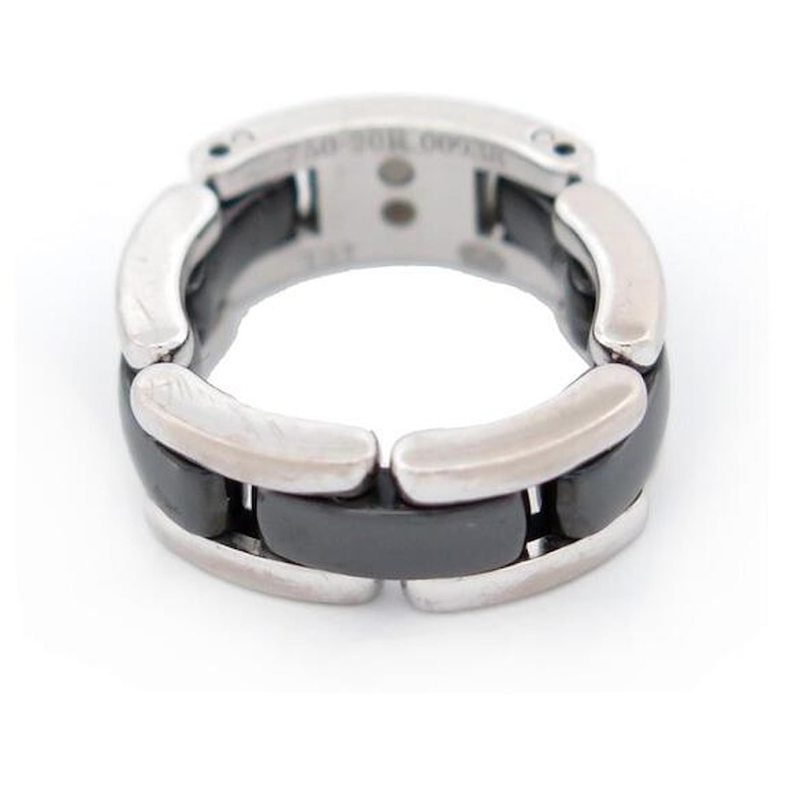 BAGUE CHANEL ULTRA J2636 T51 EN OR BLANC 18K & CERAMIQUE NOIRE BLACK ...