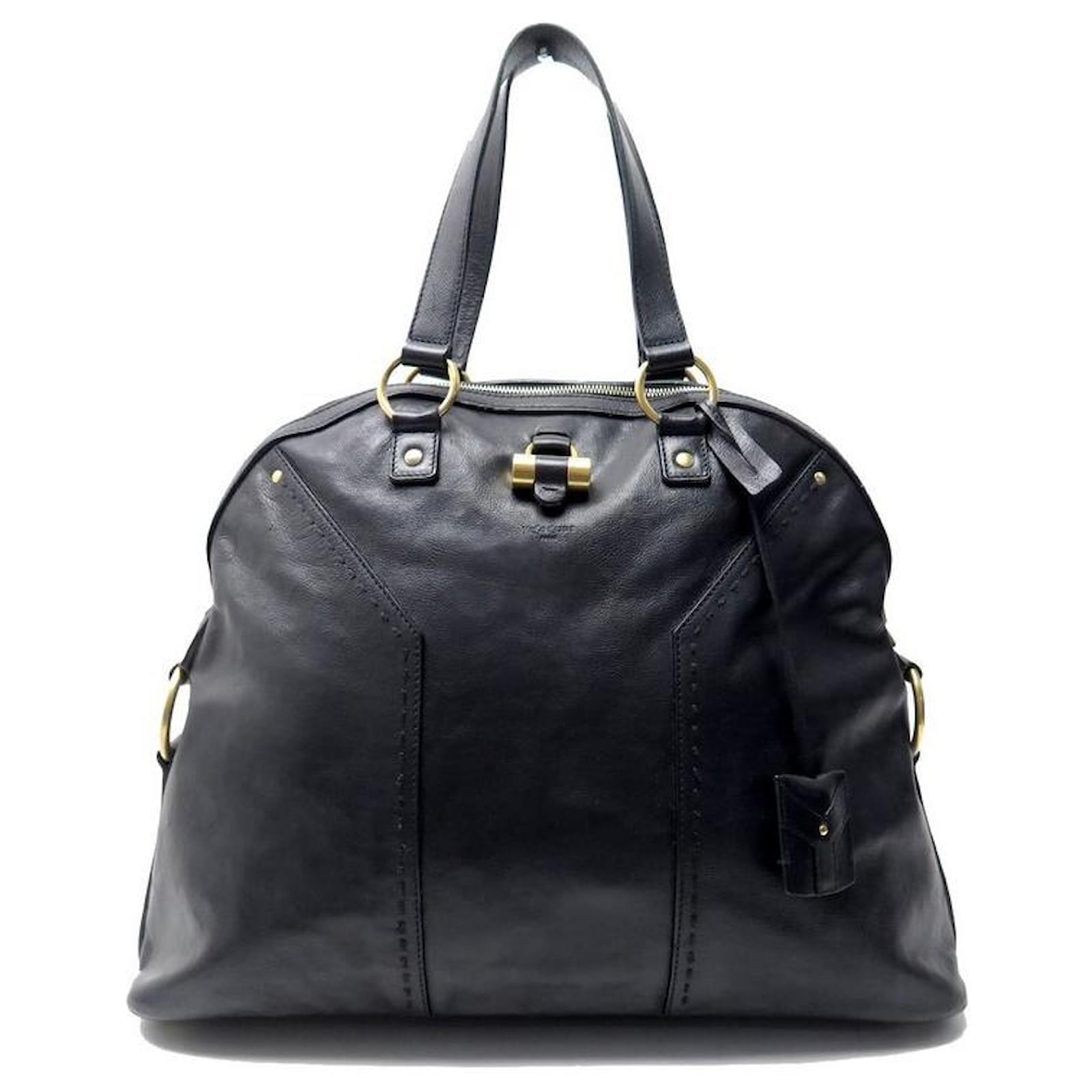 SAC A MAIN YVES SAINT LAURENT MUSE GM 153959 EN CUIR NOIR LEATHER HAND ...