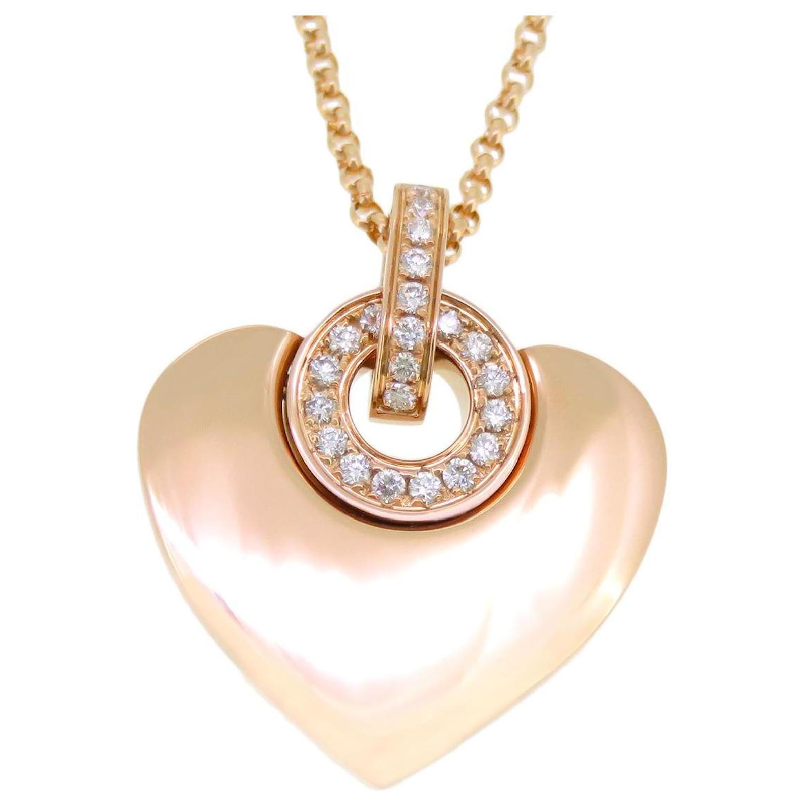 Bulgari * Bvlgari Cuore Heart Diamond Necklace Pave Diamond Logo Or ...