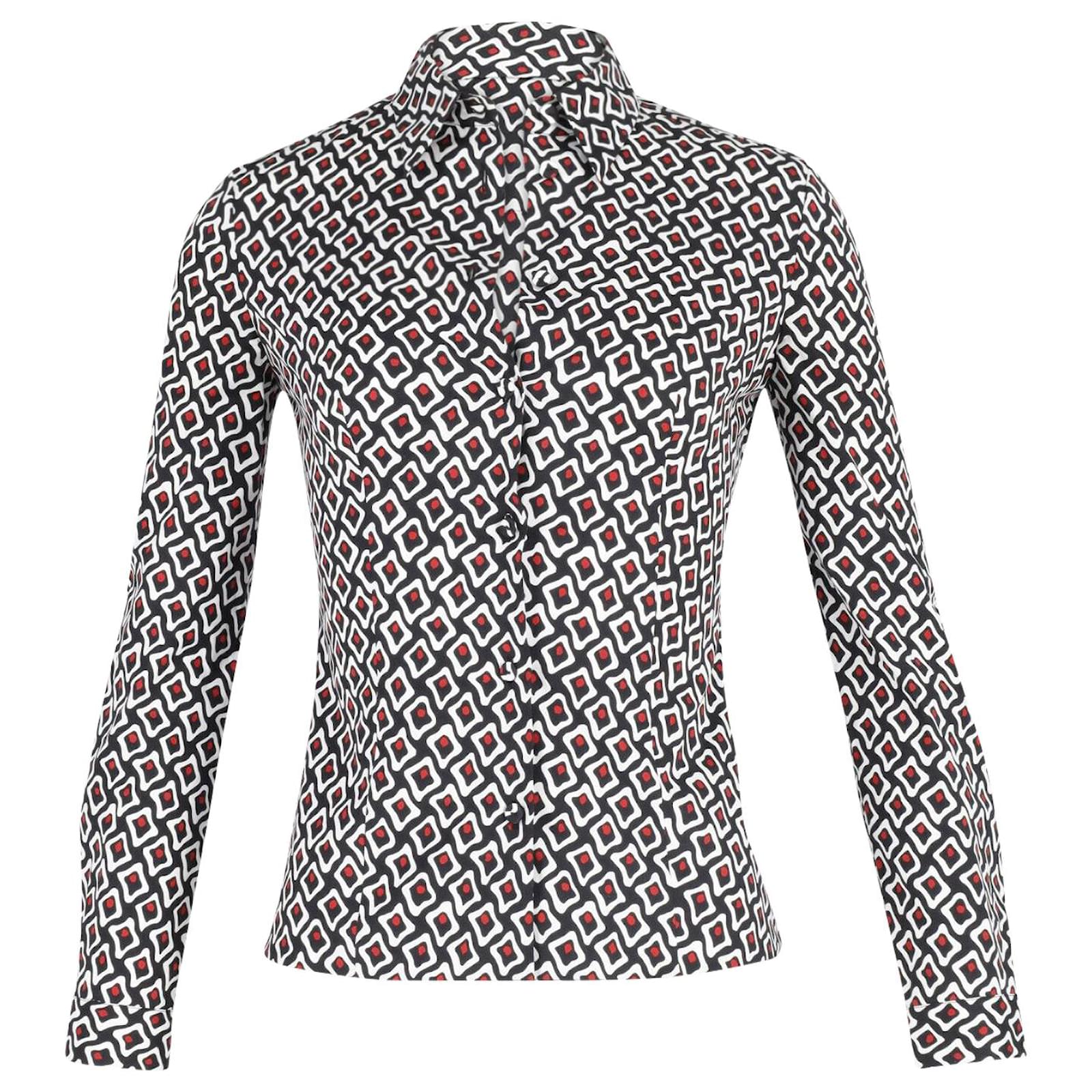 Prada Geometric Pattern Shirt in Multicolor Cotton Multiple colors ref ...