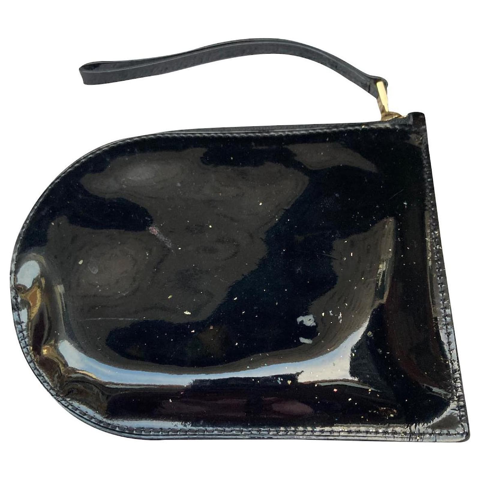 Delvaux paper money pouch Black Gold hardware Patent leather Metal ref ...