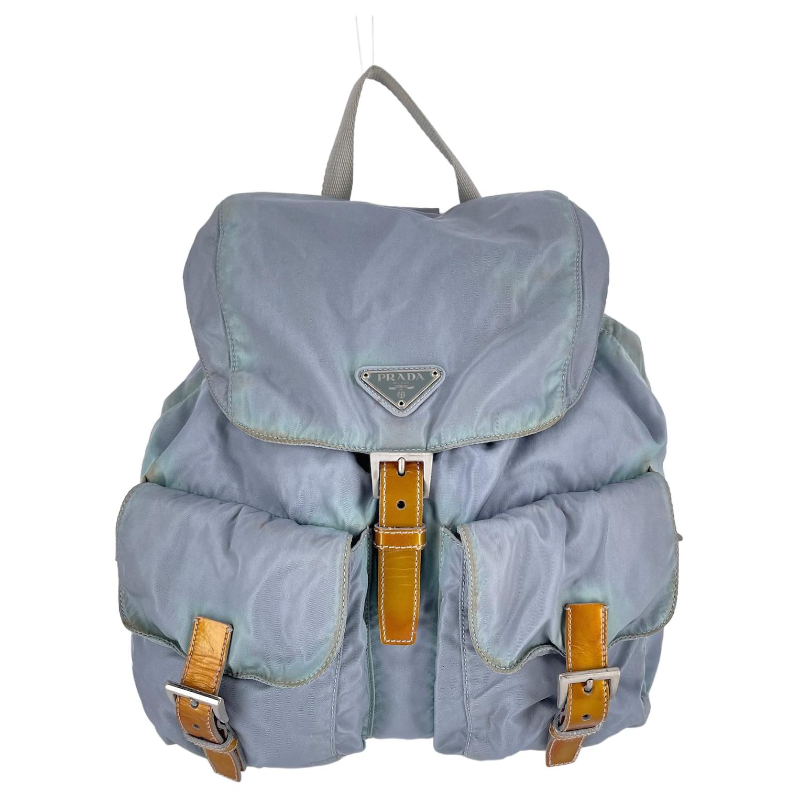 Blue Nylon Prada Backpack Grey ref.718861 - Joli Closet