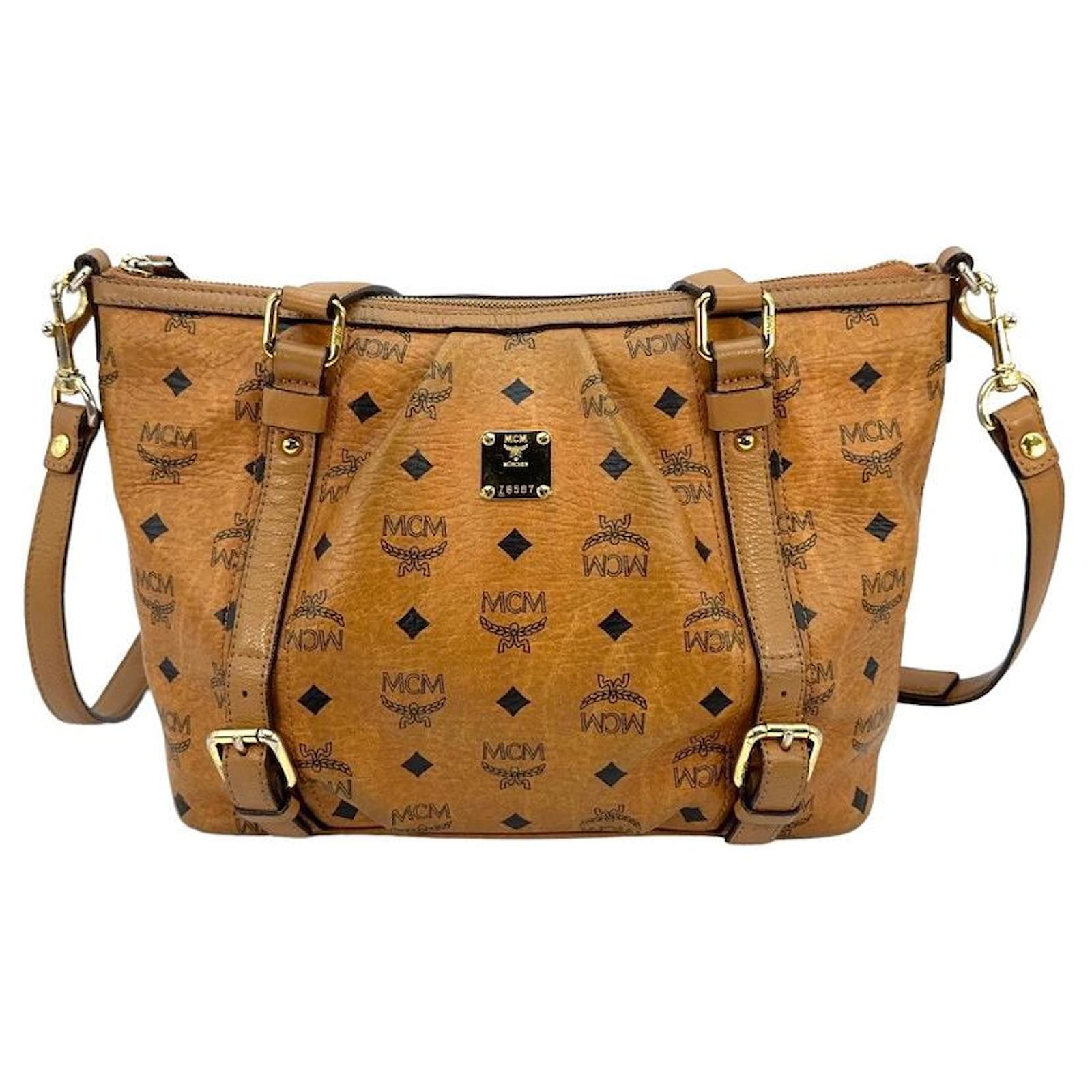 MCM SAC À BANDOULIÈRE COGNAC IMPRIMÉ PETIT LOGO ref.719434 - Joli Closet