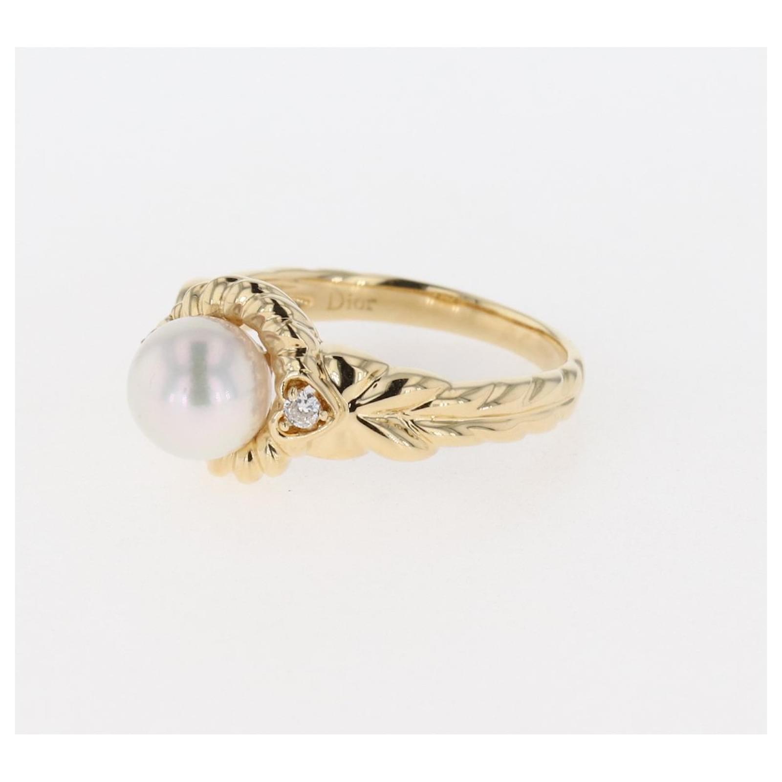 Christian Dior Pearl Ring Gold hardware Yellow gold ref.719665 - Joli ...