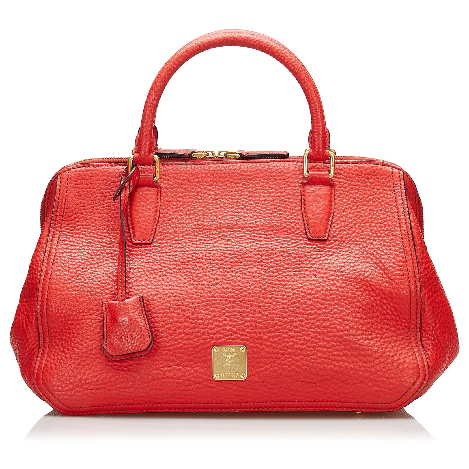 MCM Red Leather Satchel Pony-style calfskin ref.720785 - Joli Closet