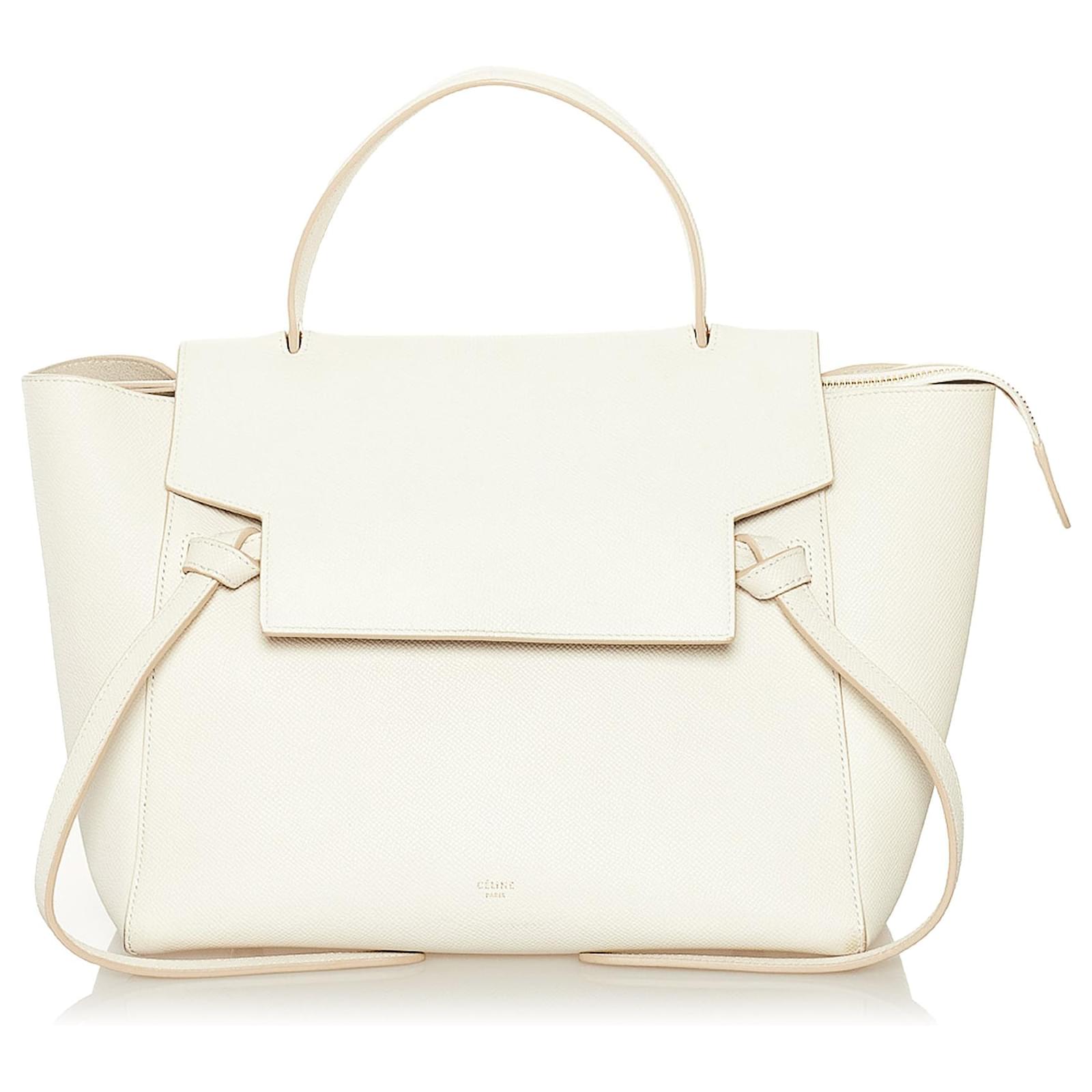 Céline Celine White Mini Belt Leather Satchel Pony-style calfskin ref ...