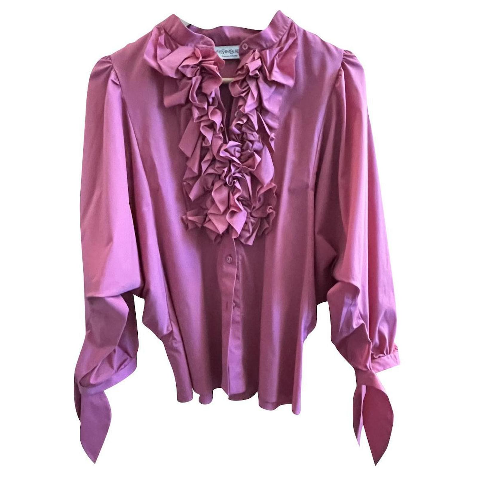 Yves Saint Laurent YSL-Shirt Pink Baumwolle Elasthan Polyamid ref ...