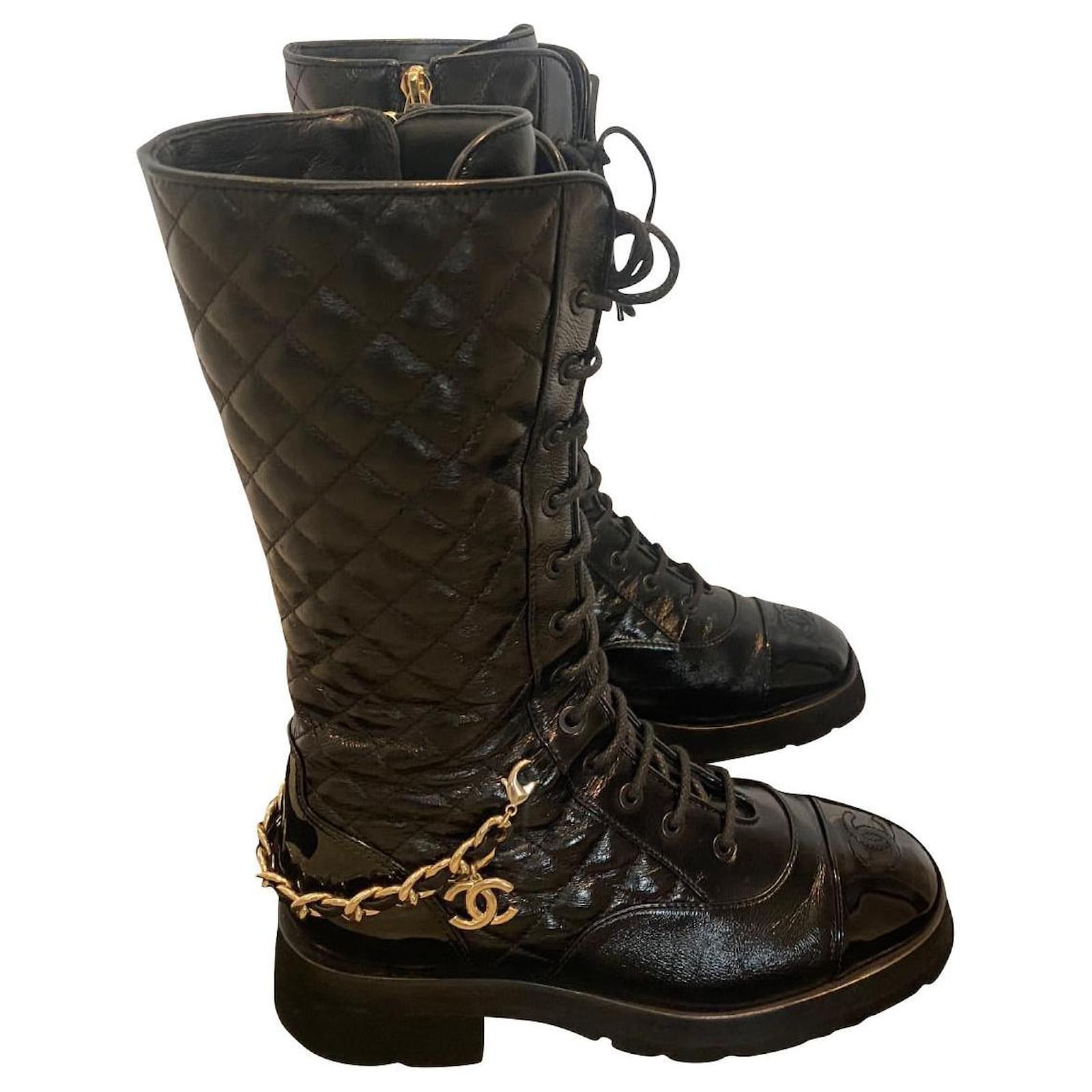 Chanel Boots Black Leather Ref 721448 Joli Closet Chanel Boots Black Leather Ref 721448 Joli Closet