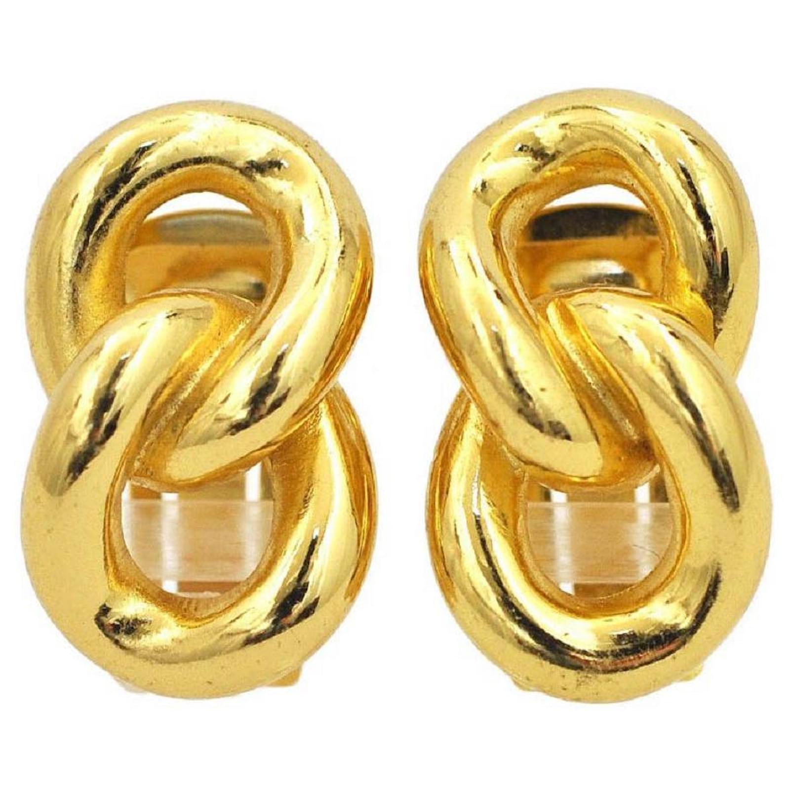 Christian Dior Gold Chain Earrings Gold hardware Gold-plated ref.721601 ...