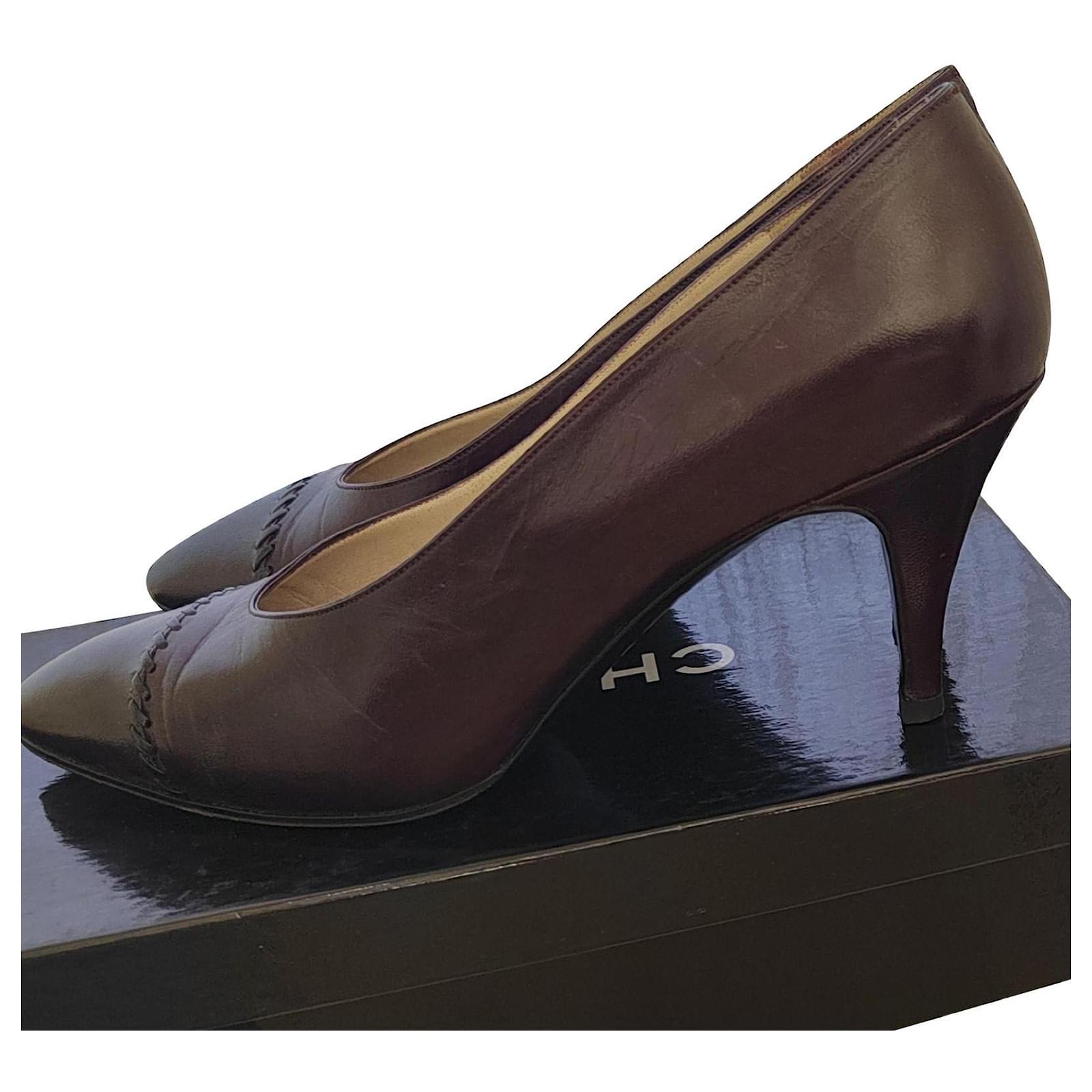 Chanel Heels Dark red Leather ref.722742 - Joli Closet