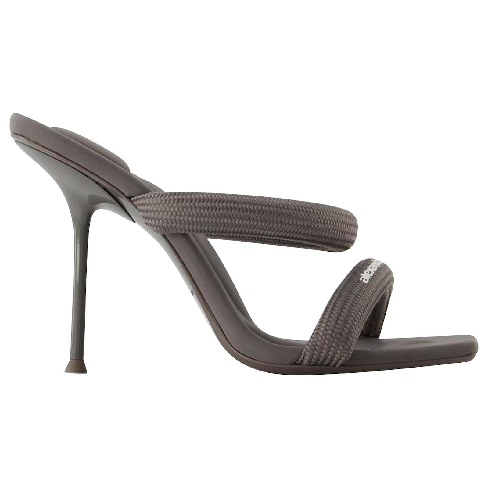 Alexander Wang Julie 105 Tubular Webbing Sandals in Grey Leather Beige ...