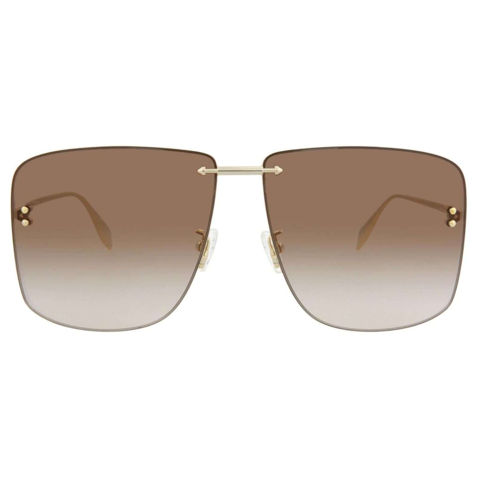 Alexander McQueen Square-Frame Metal Sunglasses Golden Metallic ref ...