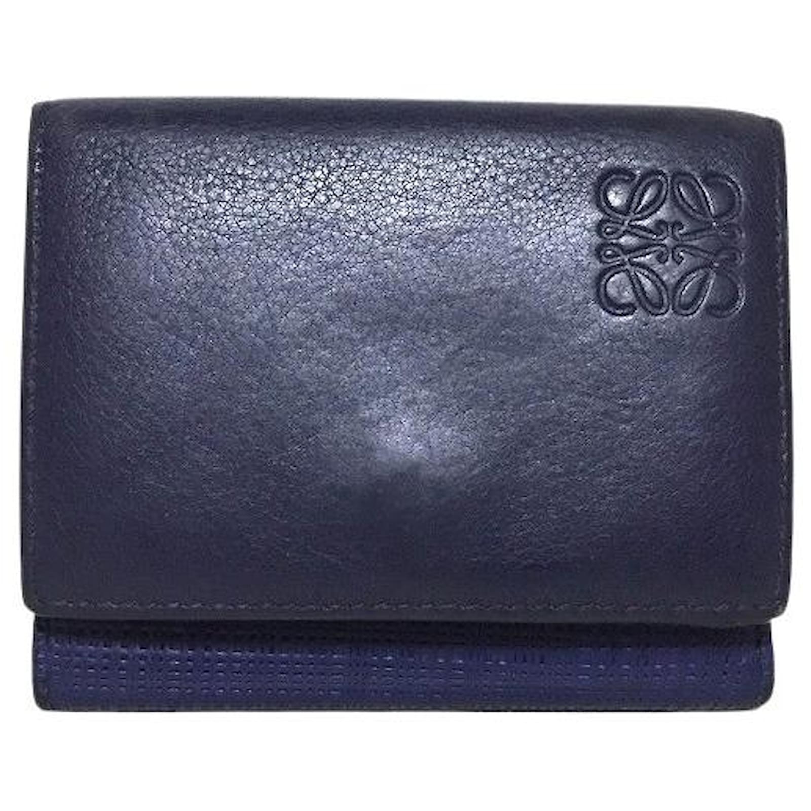 Loewe Trifold Wallet Navy blue Pony-style calfskin ref.723489 - Joli Closet